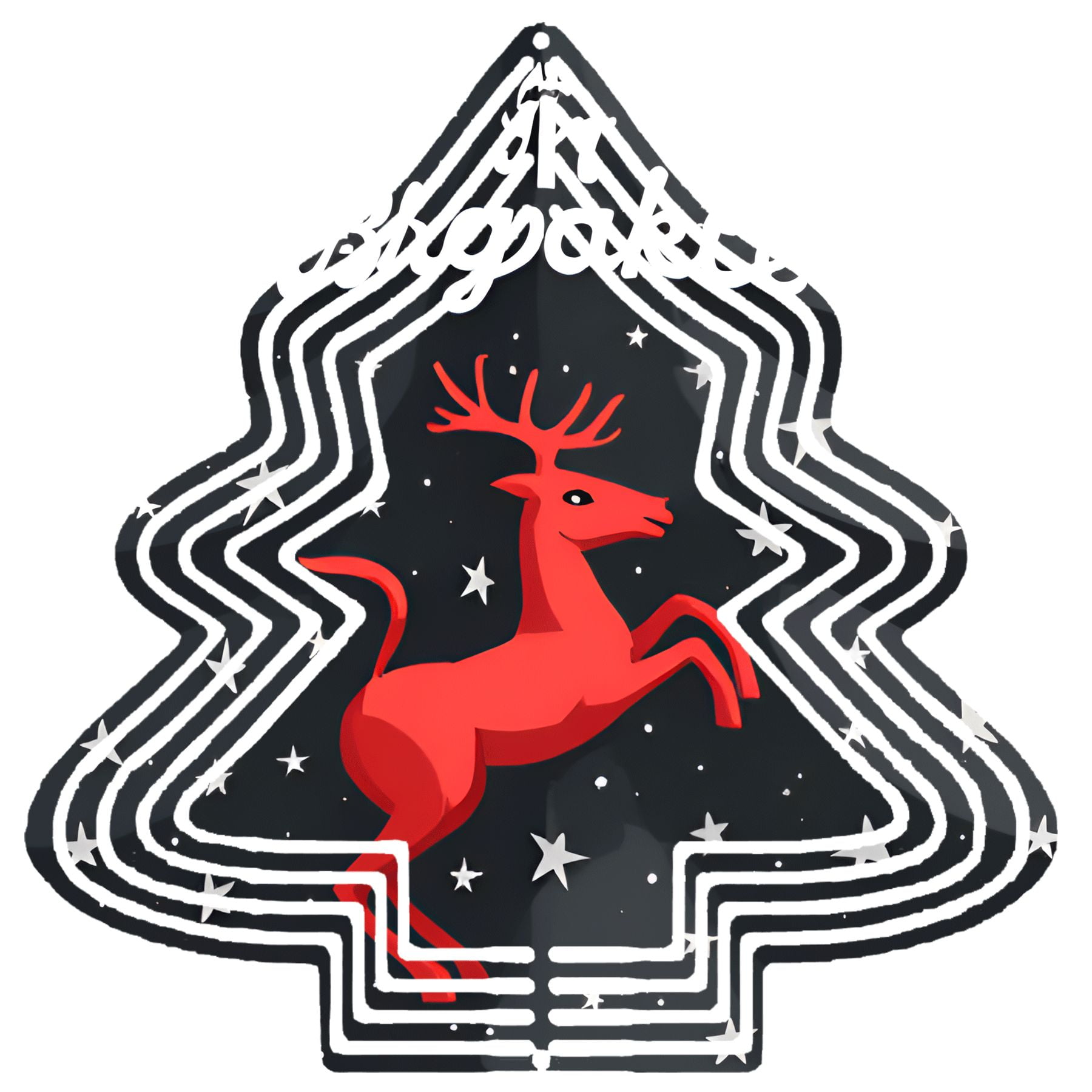 Stylized Red Deer Metal Hanging Christmas Tree Wind Spinner - Elegant ...