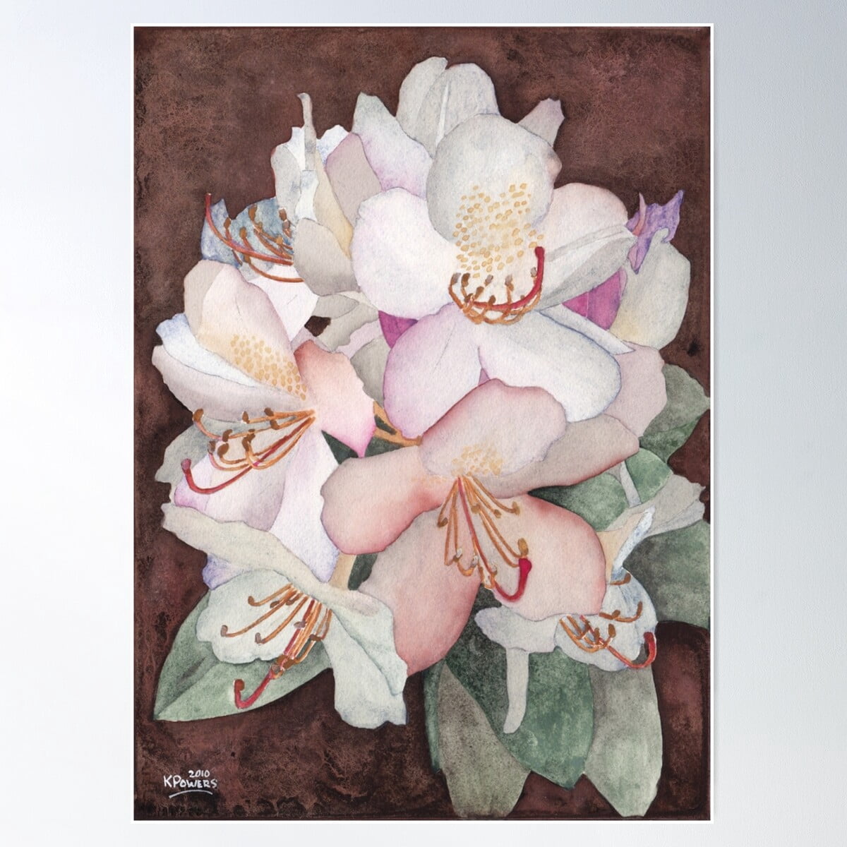 Stylized Rhododendron Poster Wall Art, Modern Wall Decor For Living ...