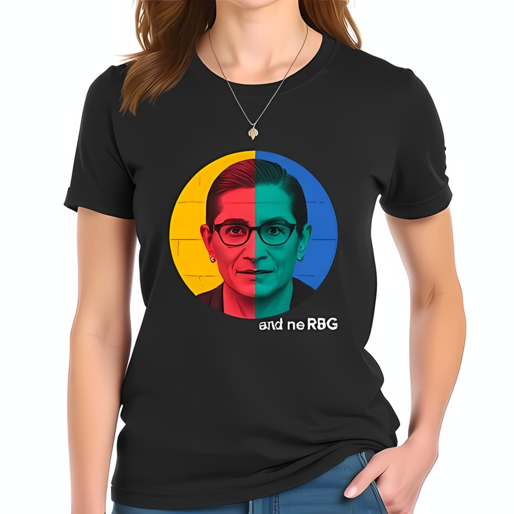 Stylized Ruth Bader Ginsburg Pop Art Cotton Short Sleeve T-Shirt - Bold ...