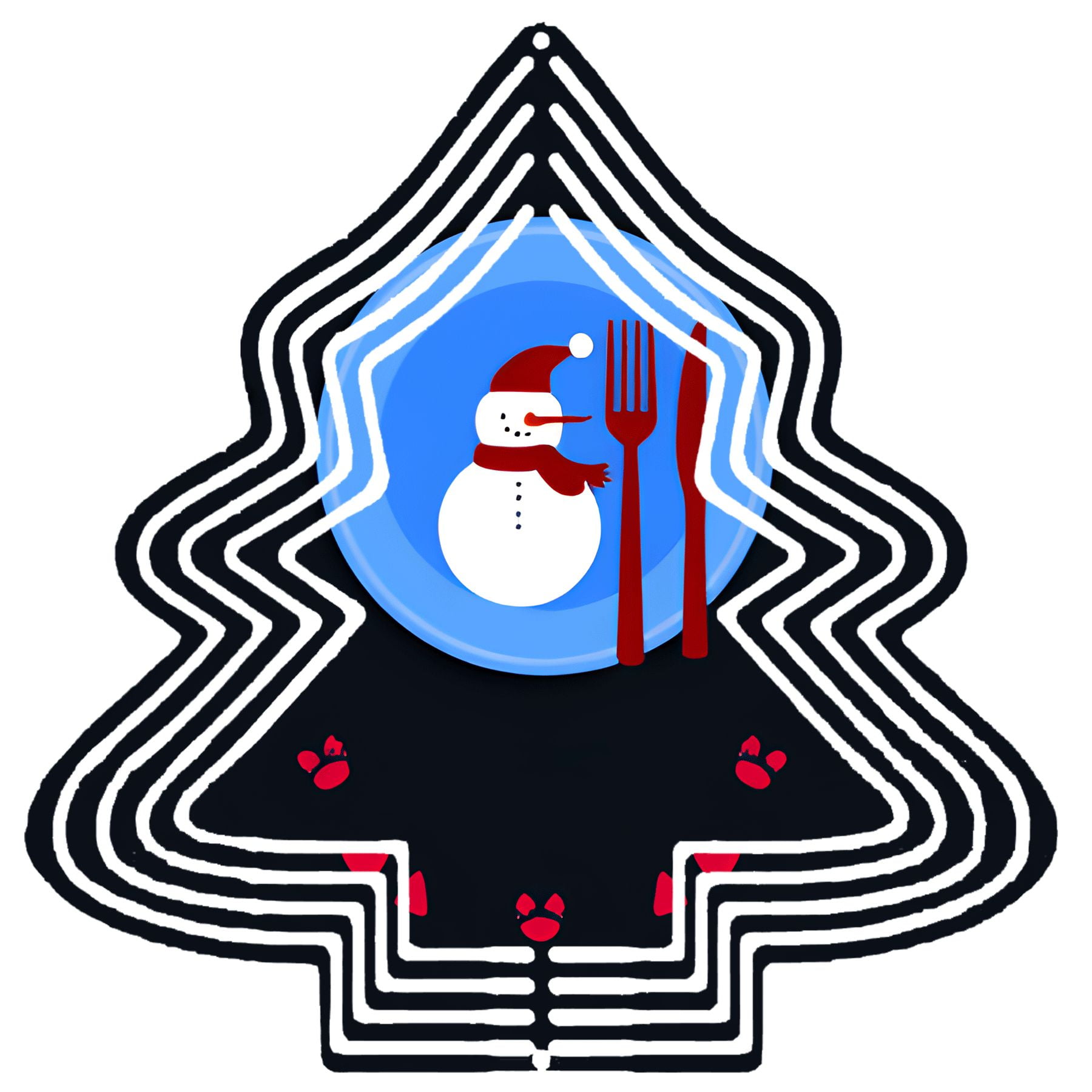 Stylized Snowman Metal Hanging Christmas Tree Wind Spinner - Festive ...