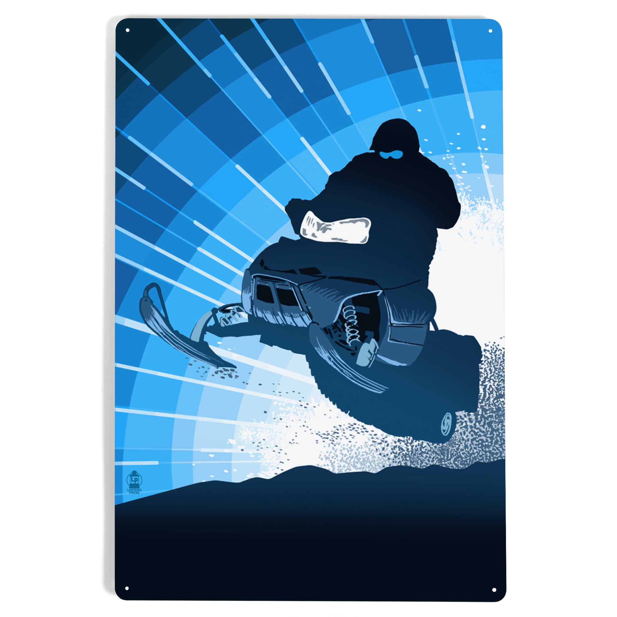 Stylized Snowmobile (12x18 Aluminum Art, Indoor Outdoor Metal Sign ...