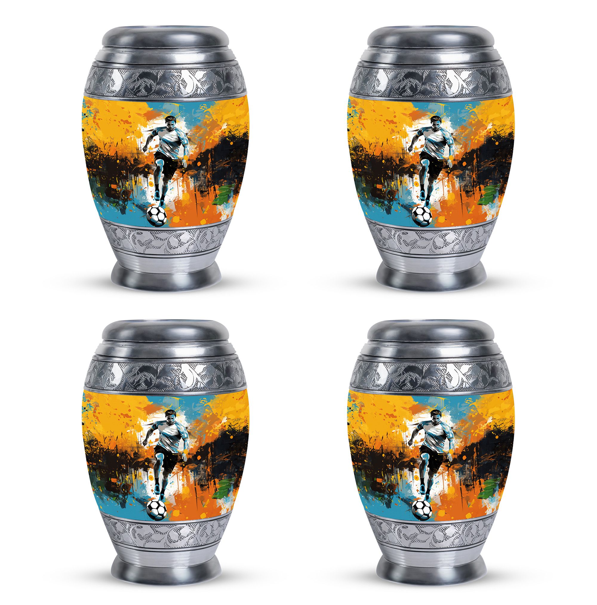 Stylized Soccer Player Artwork - Keep Sake For Ashes - Small Keepsake ...