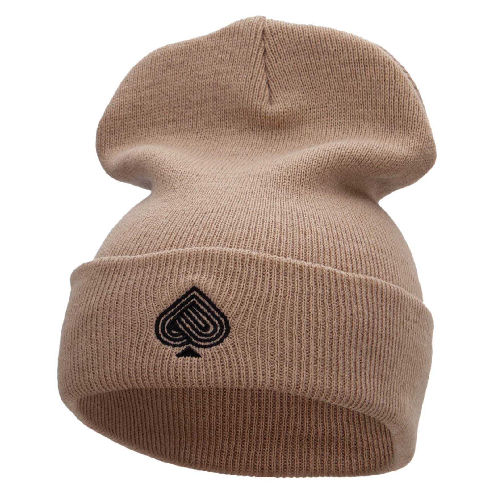 Stylized Spade Embroidered 12 Inch Solid Long Beanie Made in USA ...