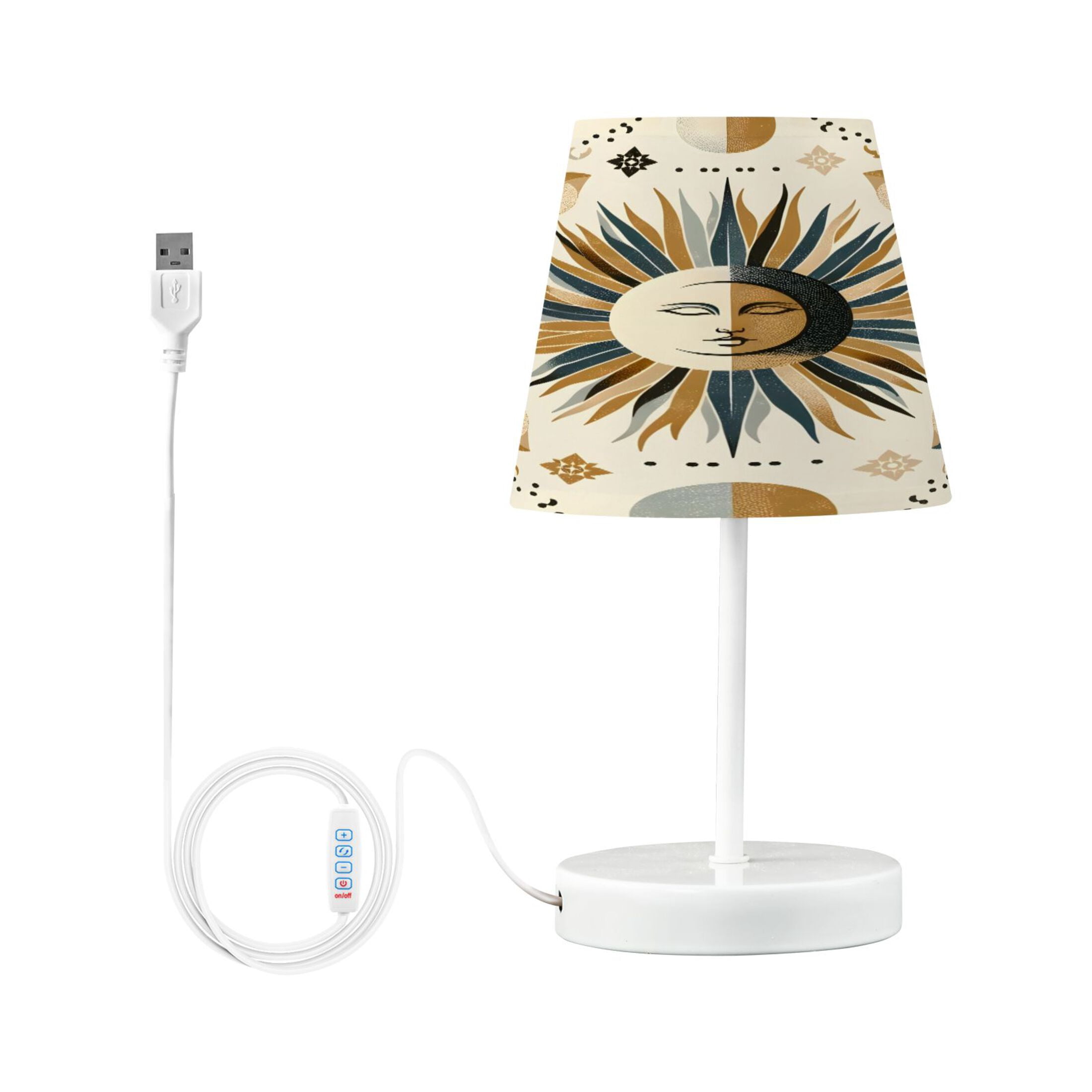 Stylized Sun and Moon Desk Lamp LED Table Nightstand Lamps with 3 Color ...