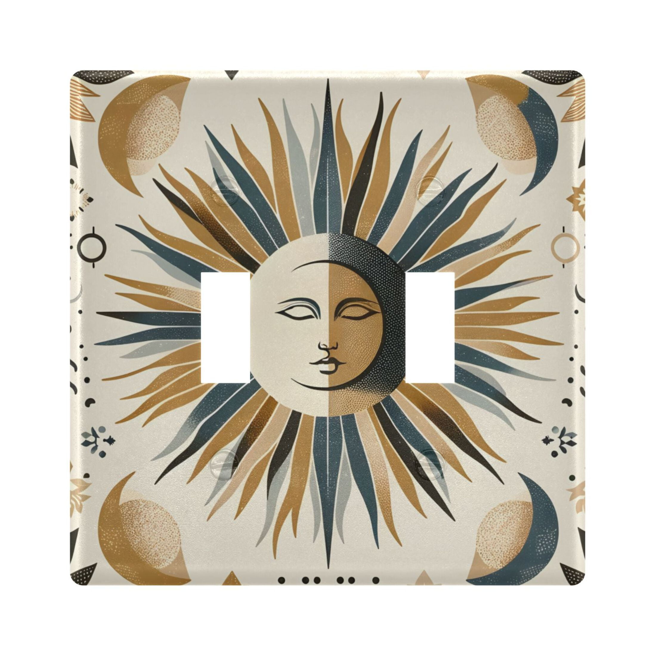 Stylized Sun and Moon Light Switch Plate Covers 2 Gang Wall Plate ...