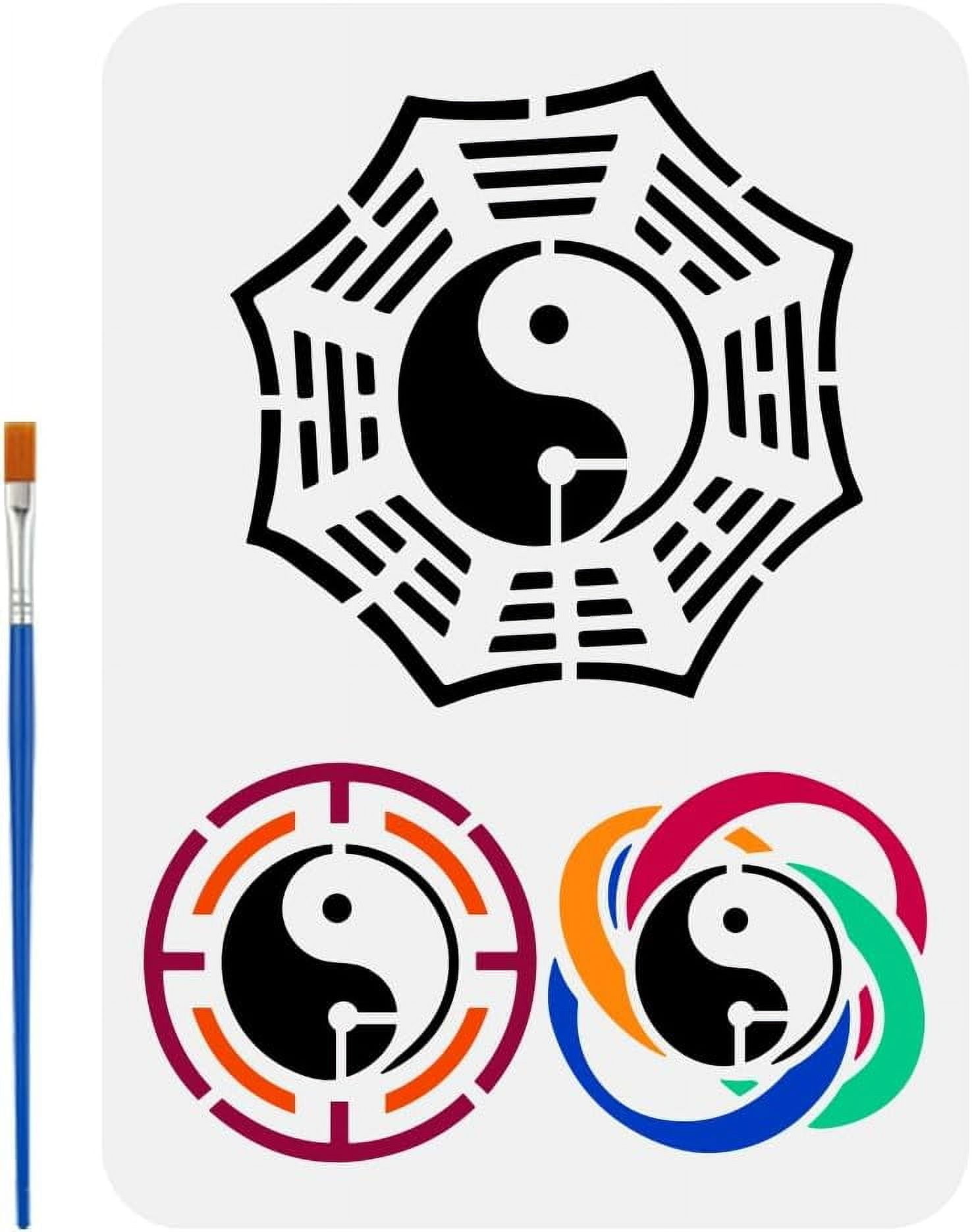 Stylized Taiji Symbol Painting Stencil 8.3x11.7inch Yin Yang Symbol ...