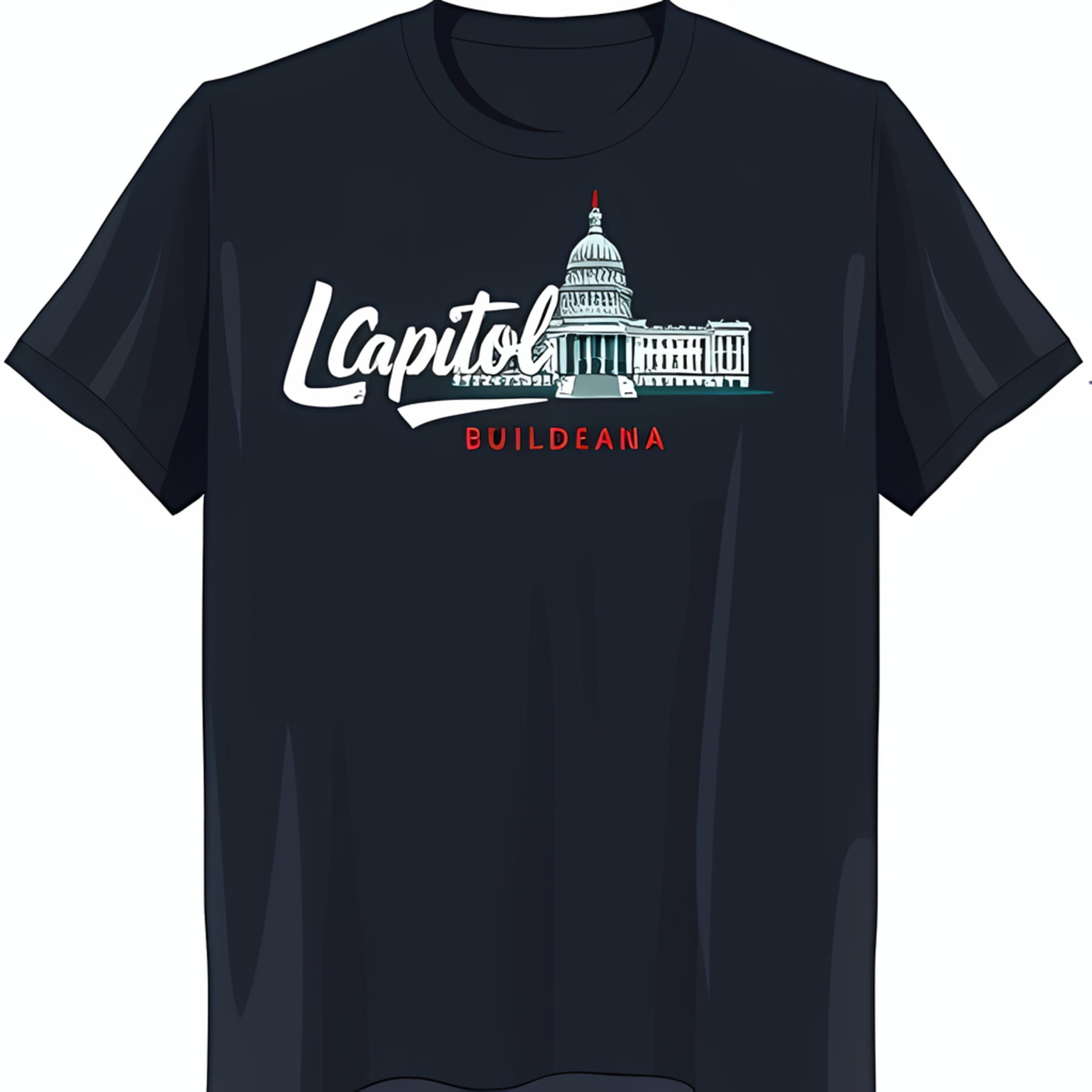 Stylized US Capitol Building Graphic Black T-Shirt Capitol BUILD EANA ...
