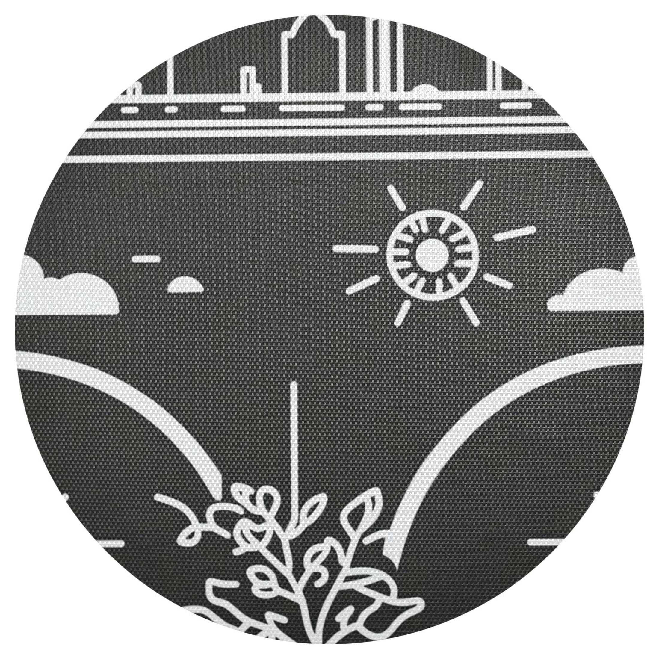 Stylized Urban Elements 15.4in Diameter PVC Plate Mat, Heat-Resistant ...