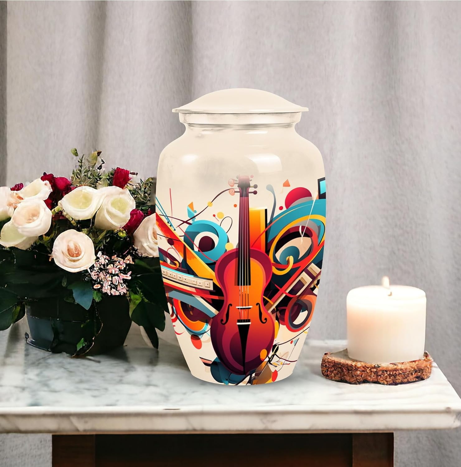 Stylized Violen Urn, Memorial Urn for Human Ashes, Decorative Urn ...