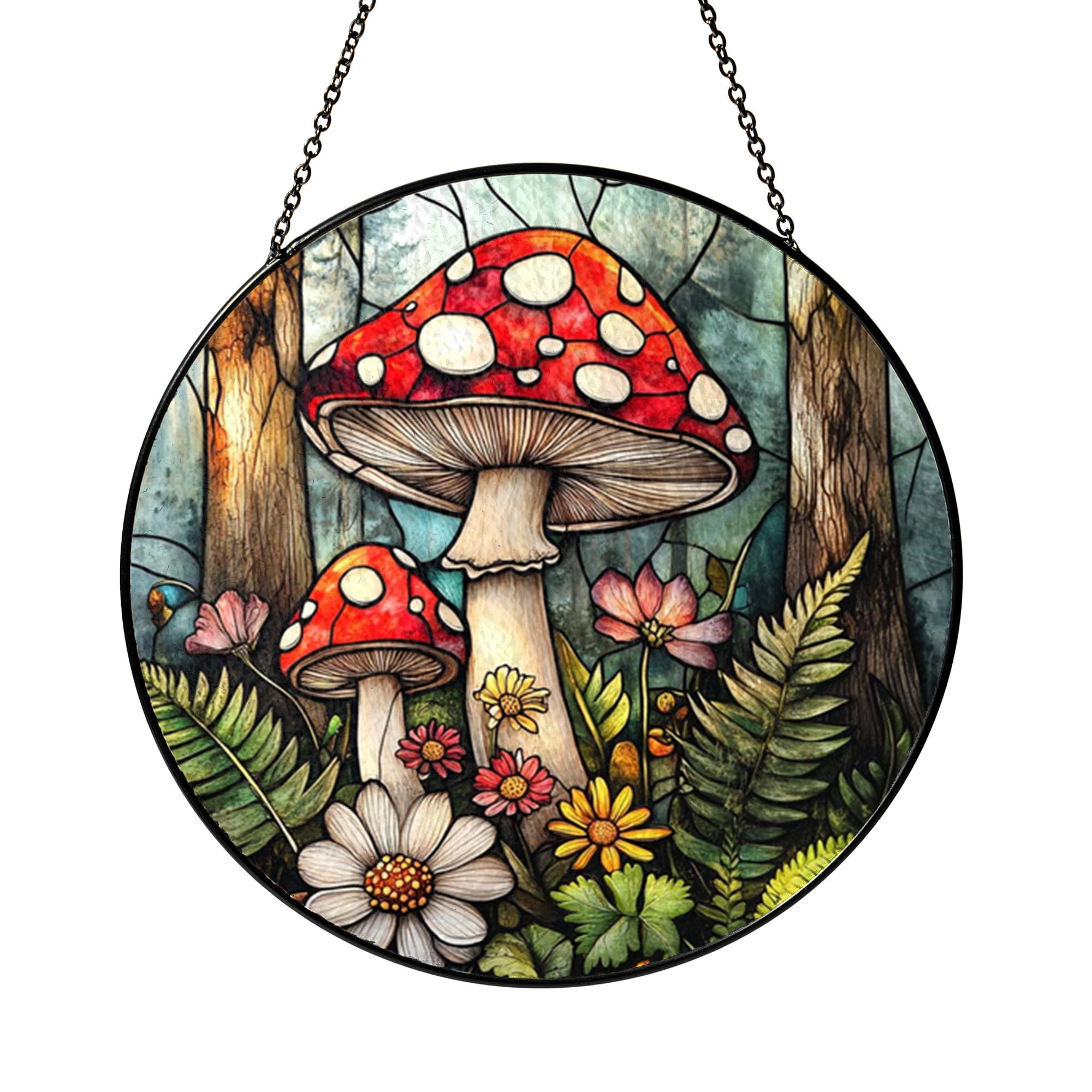 Stylized Woodland Mushroom Stained Glass Style Window Suncatcher ...
