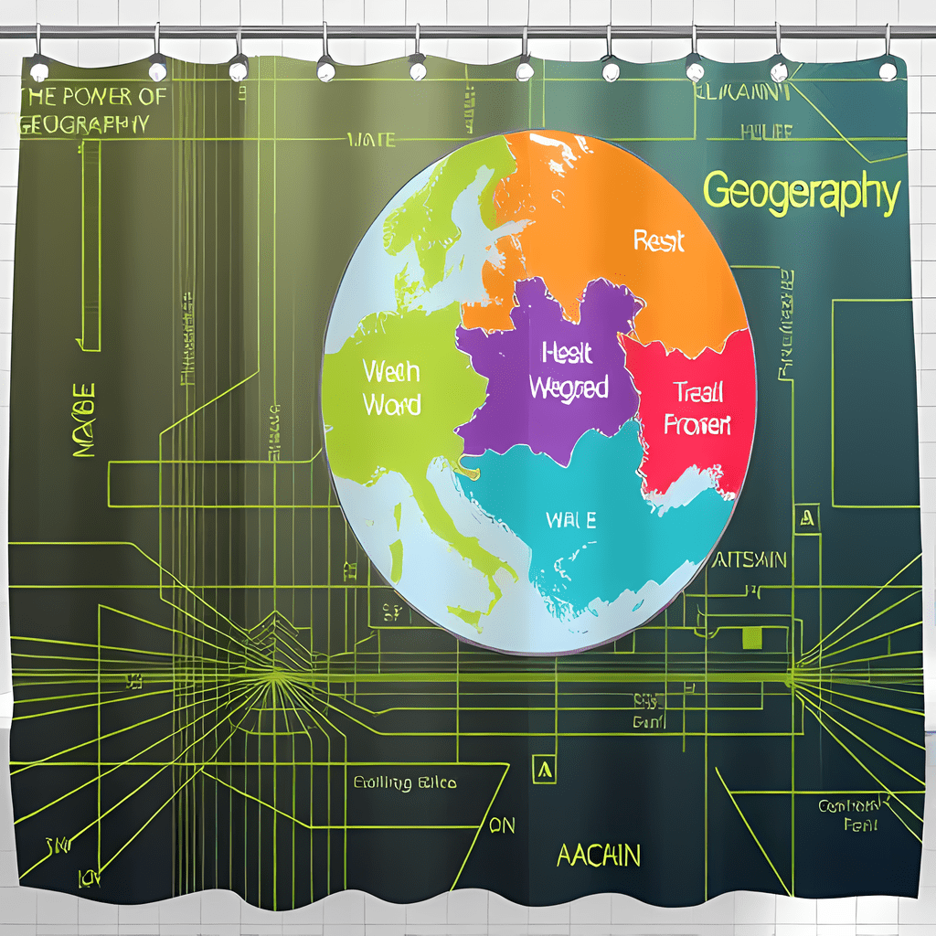 Stylized World Map Shower Curtain with Colorful Sections - Unique ...