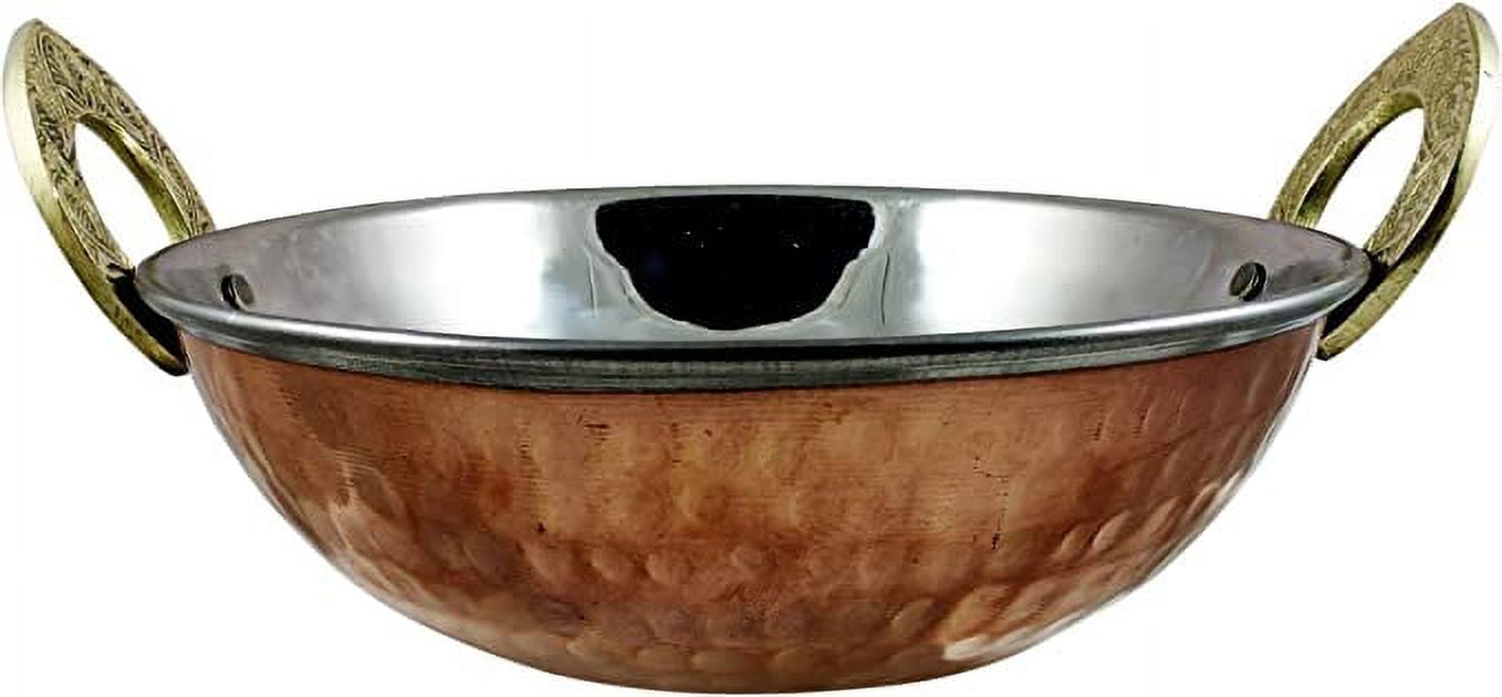 Stylla London® Set of 2 Copper Serving Bowl Indian Karahi Pan Pot ...