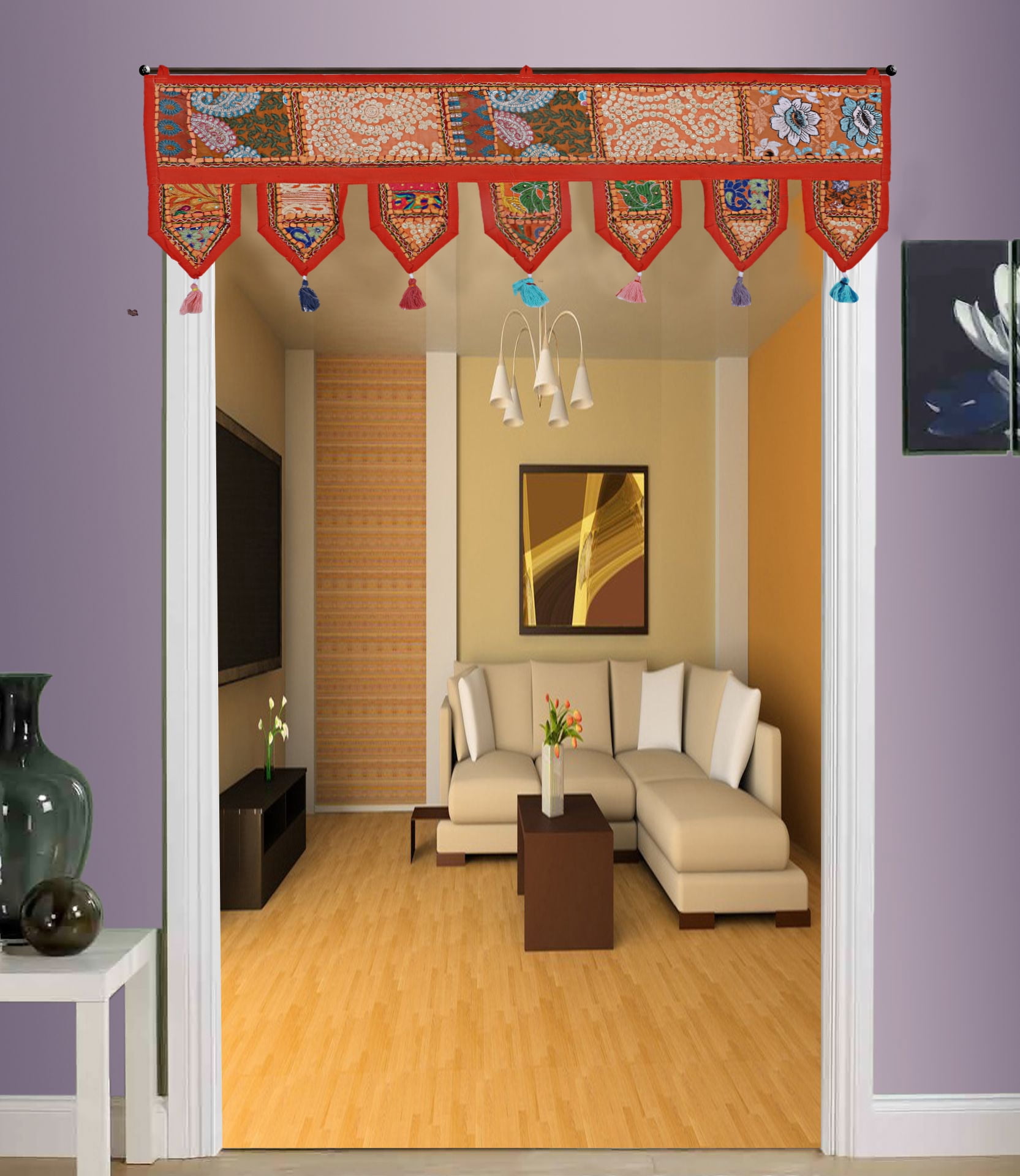 Stylo Culture Decorative Cotton Window Valance For Kids Bedroom Orange ...