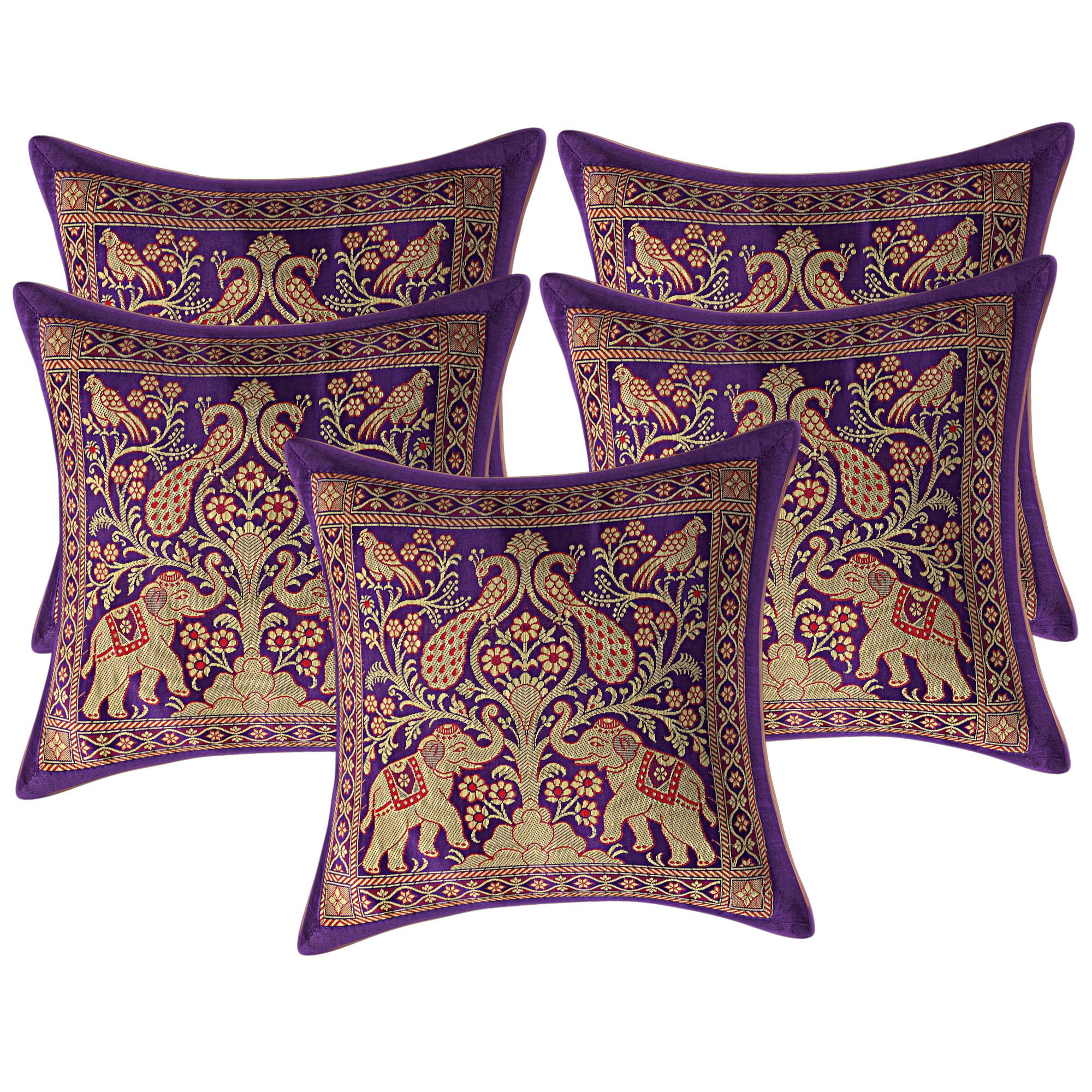 Stylo Culture Ethnic Chair Seat Throw Pillow Covers 12 x 12 Jacquard ...