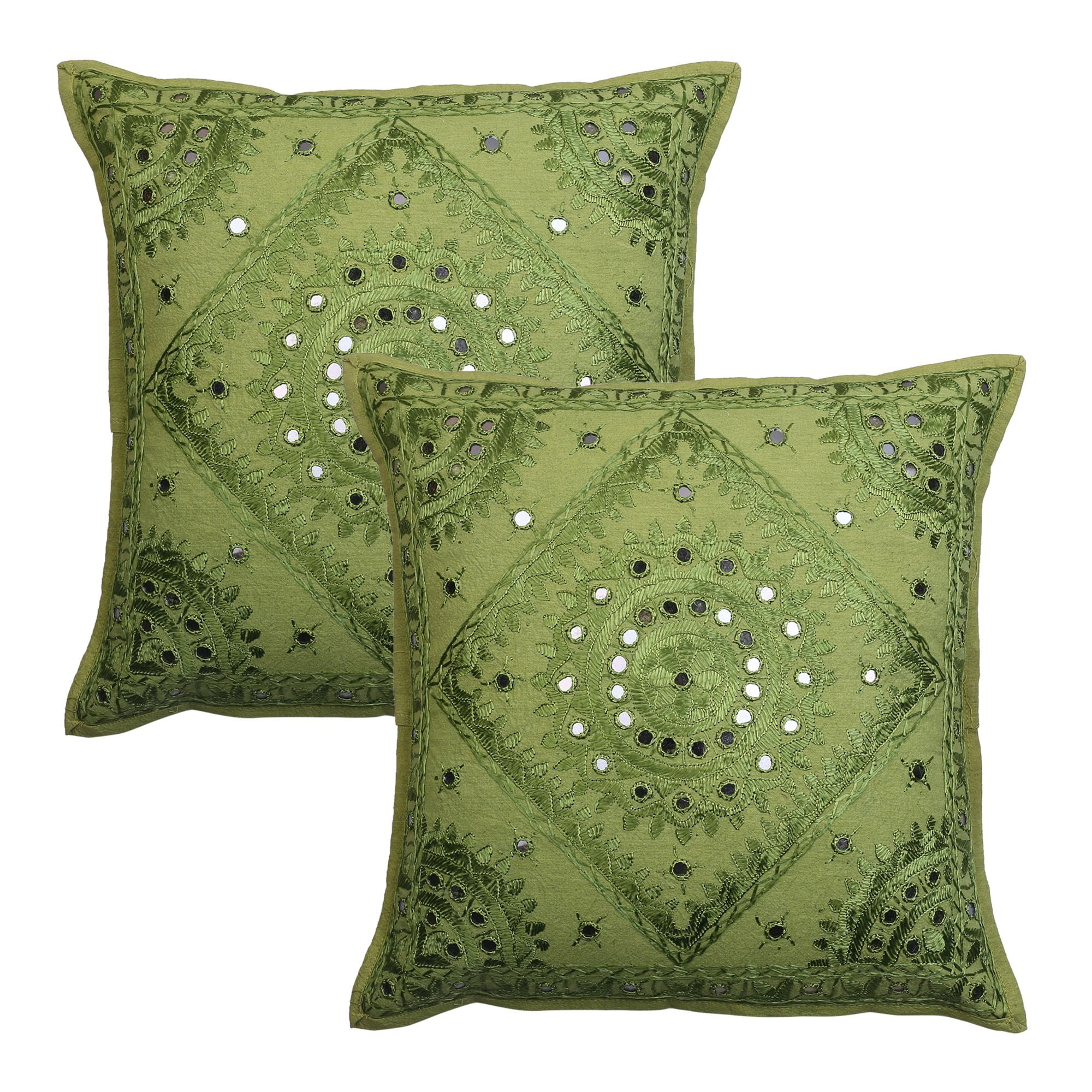 Stylo Culture Ethnic Couch Throw Pillow Covers 16x16 Hand Embroidered ...