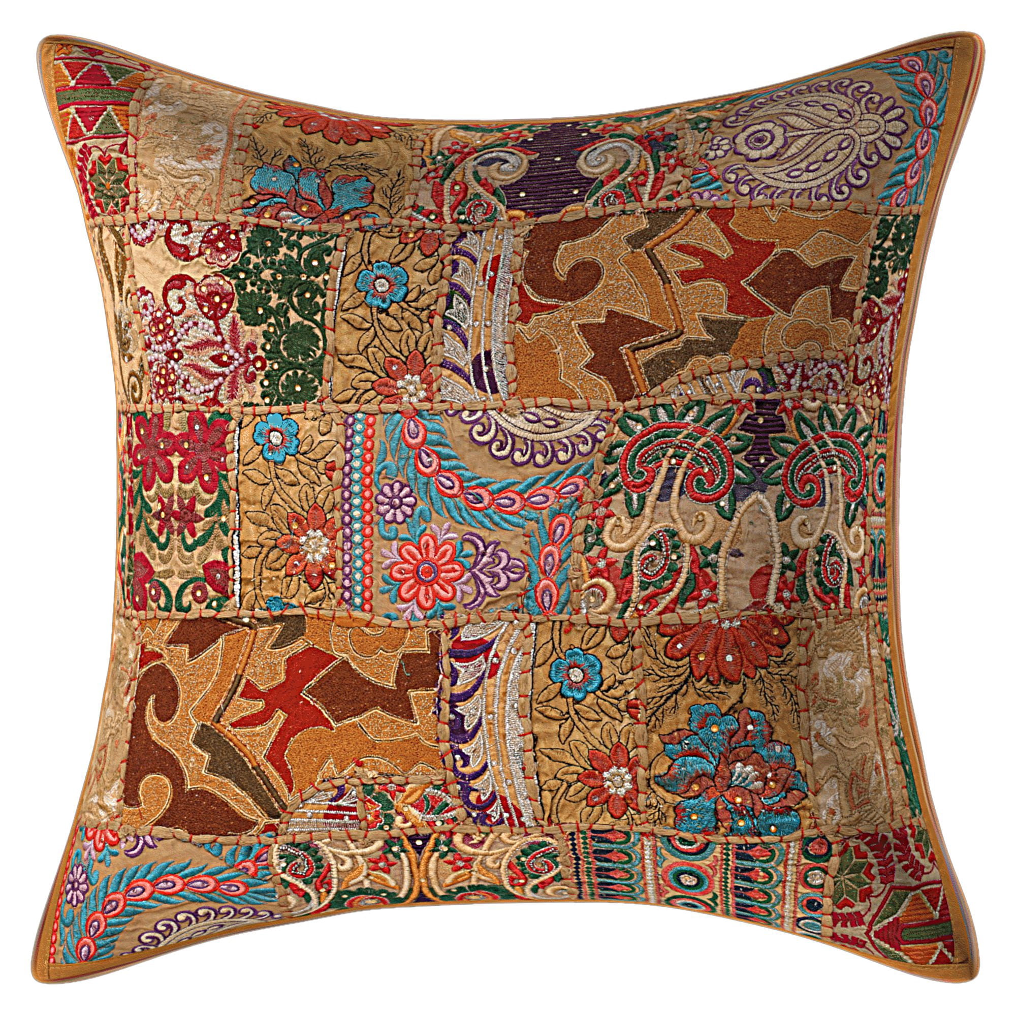 Stylo Culture Indian Chair Seat Throw Pillow Cover 24 x 24 Big Vintage ...