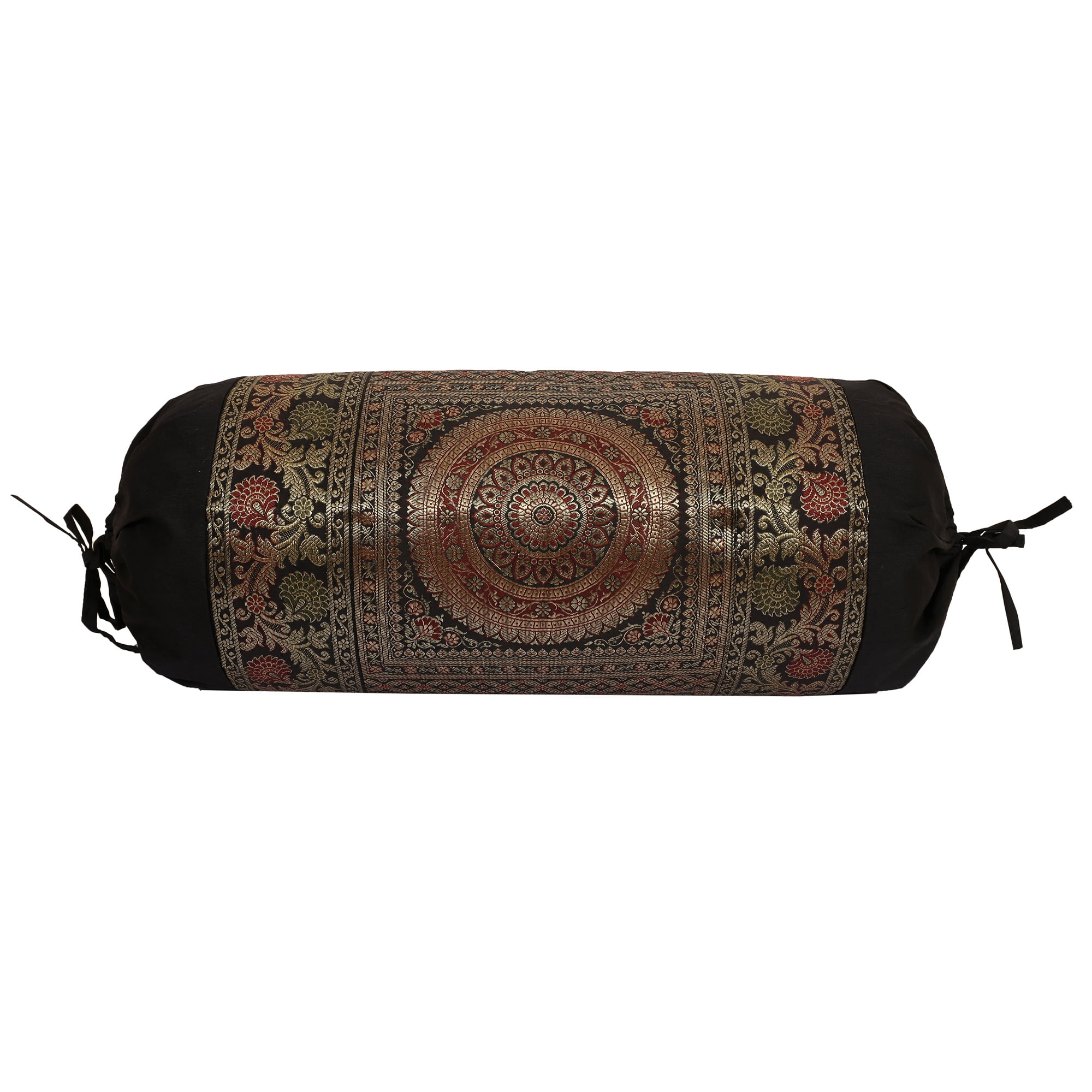 Stylo Culture Indian Polydupion Cylindrical Yoga Bolster Pillow Cover ...