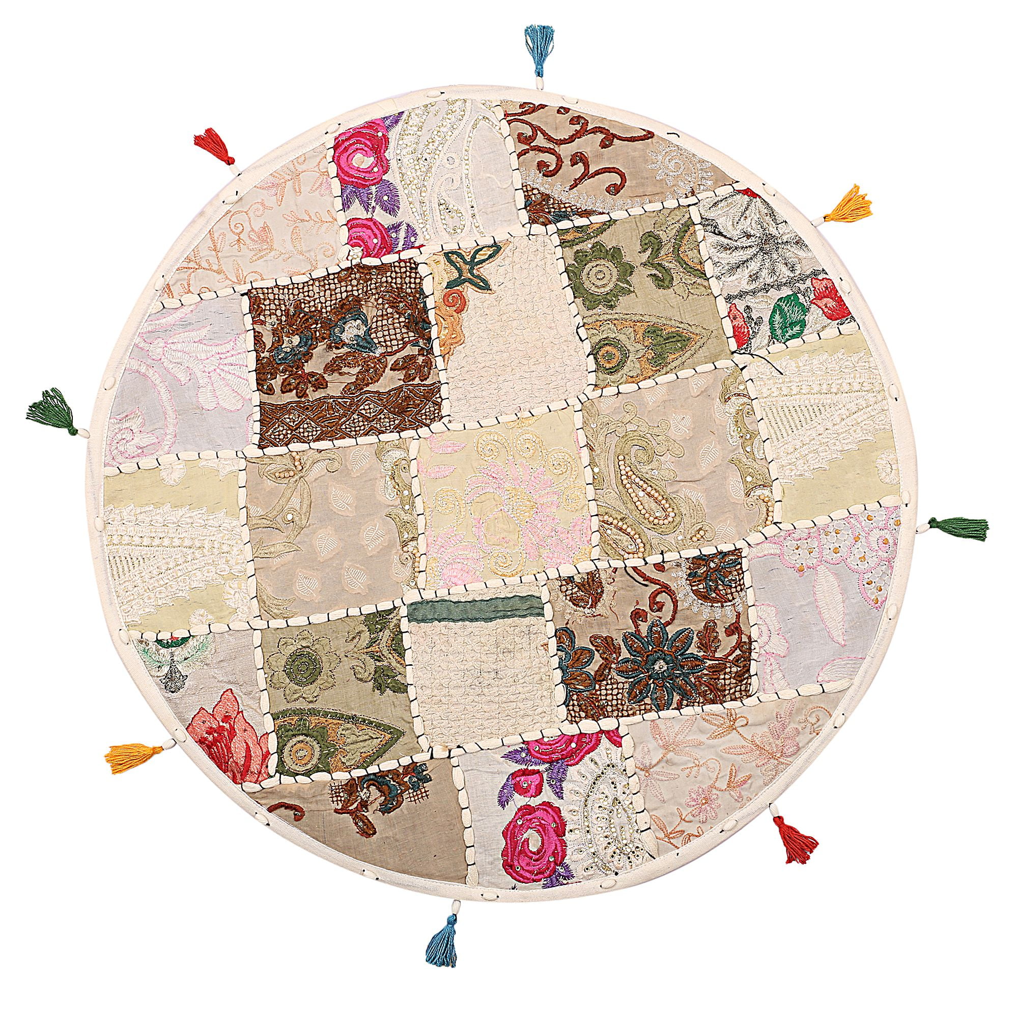 Stylo Culture Indian Round Throw Pillow Covers For Couch Vintage ...