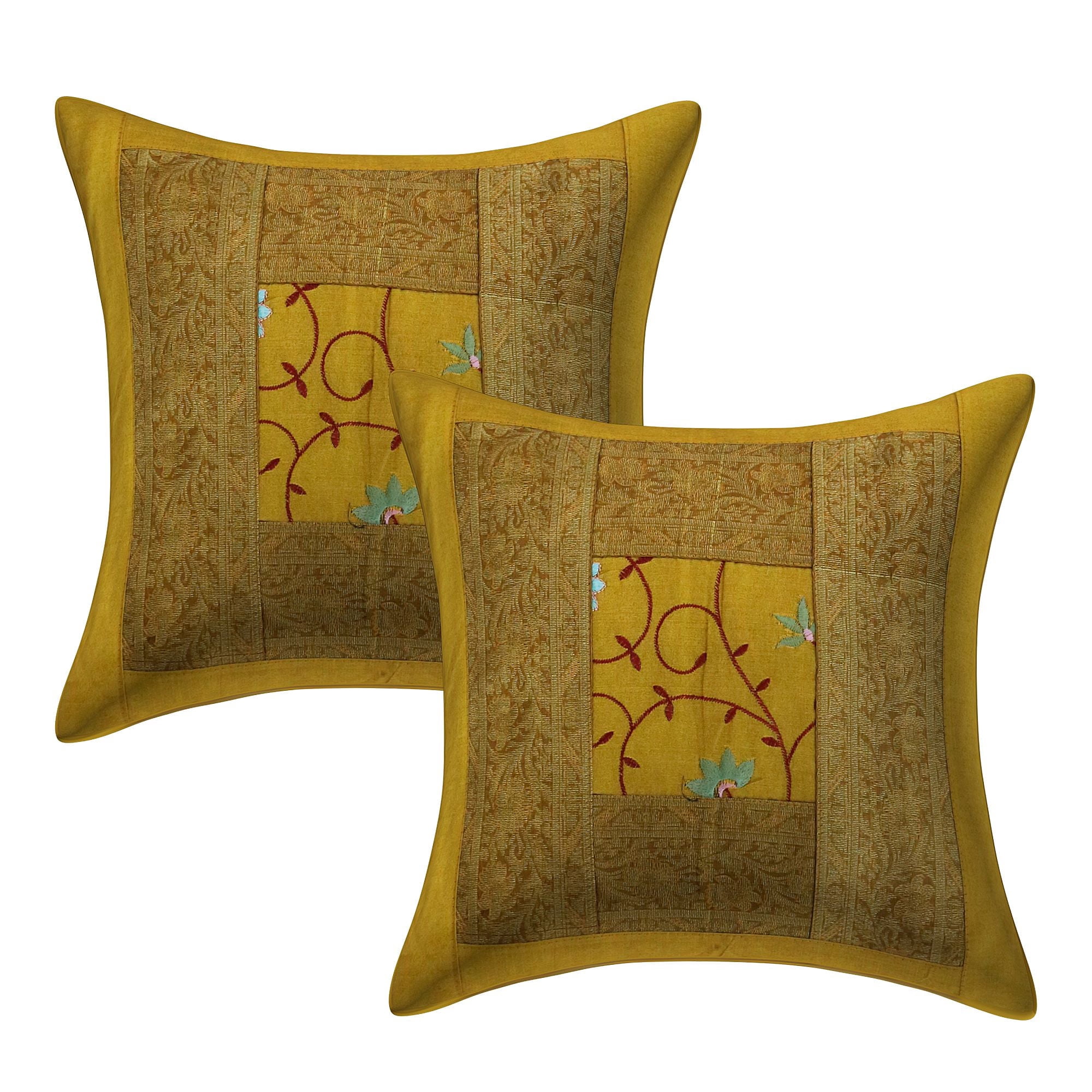 Stylo Culture Indian Sofa Throw Pillow Covers Embroidered 16 x 16 ...