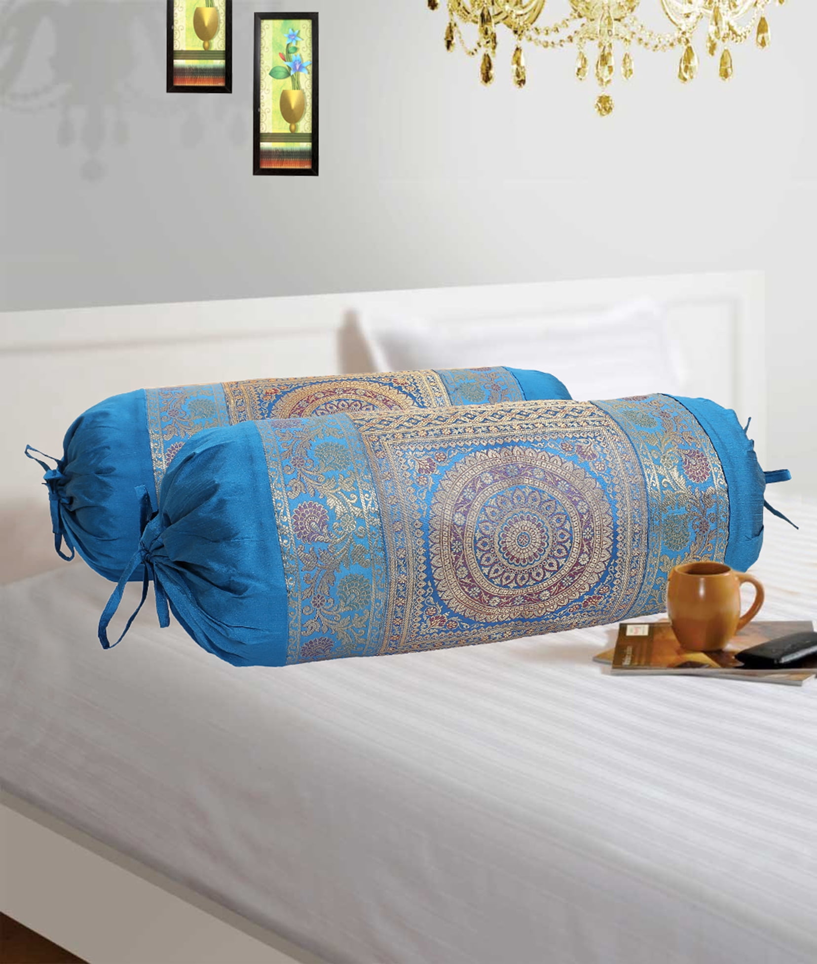 Stylo Culture Traditional Polydupion Cylindrical Tube Pillow Bolster ...