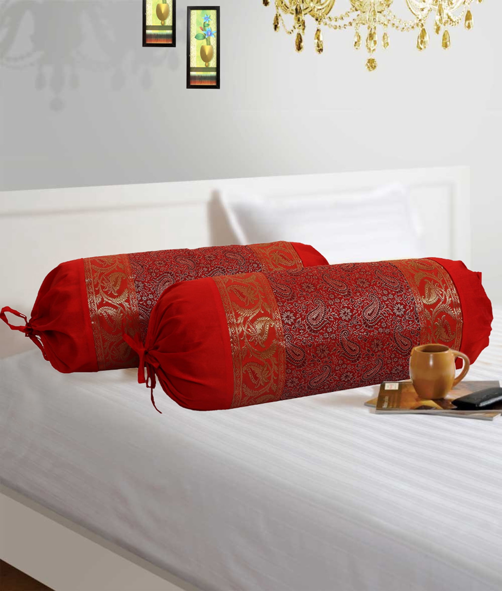 Stylo Culture Traditional Polydupion Cylindrical Tube Pillow Bolster ...
