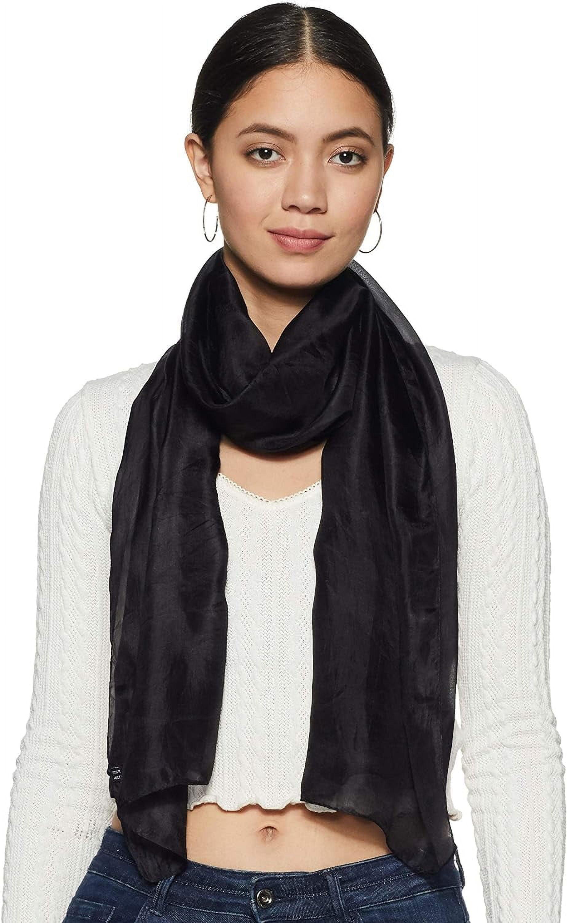 Stylore 100% Silk Scarf Lightweight Sunscreen Shawl Wrap Scarves Black ...