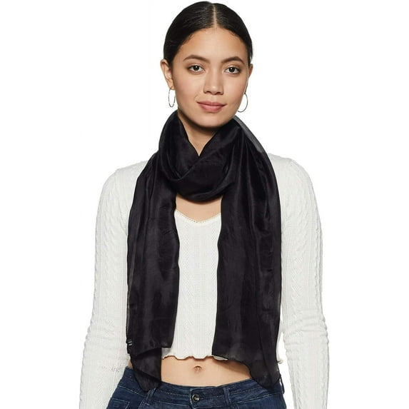 Stylore 100% Silk Scarf Lightweight Sunscreen Shawl Wrap Scarves Black ...
