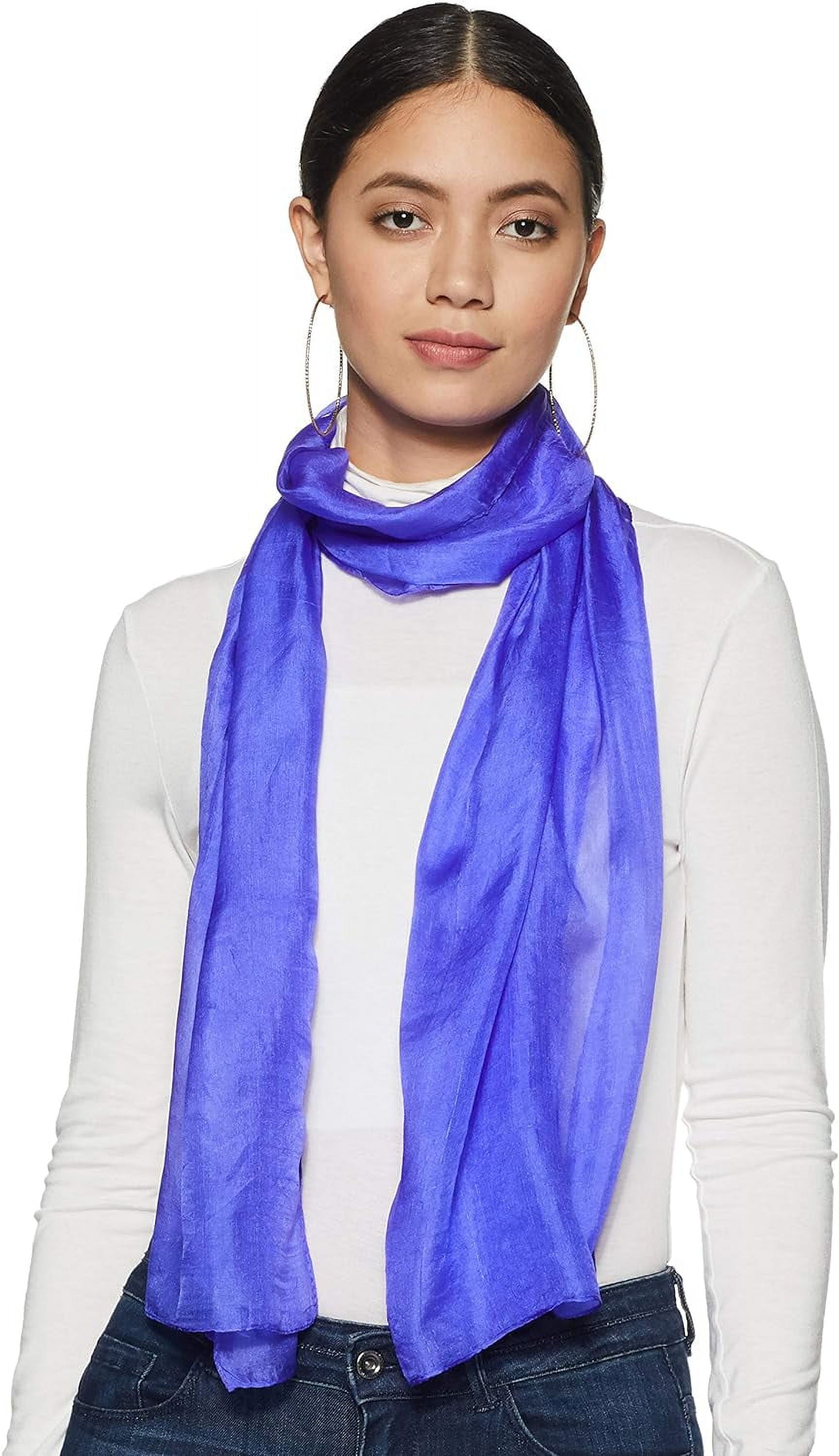 Stylore 100% Silk Scarf Lightweight Sunscreen Shawl Wrap Scarves Blue ...