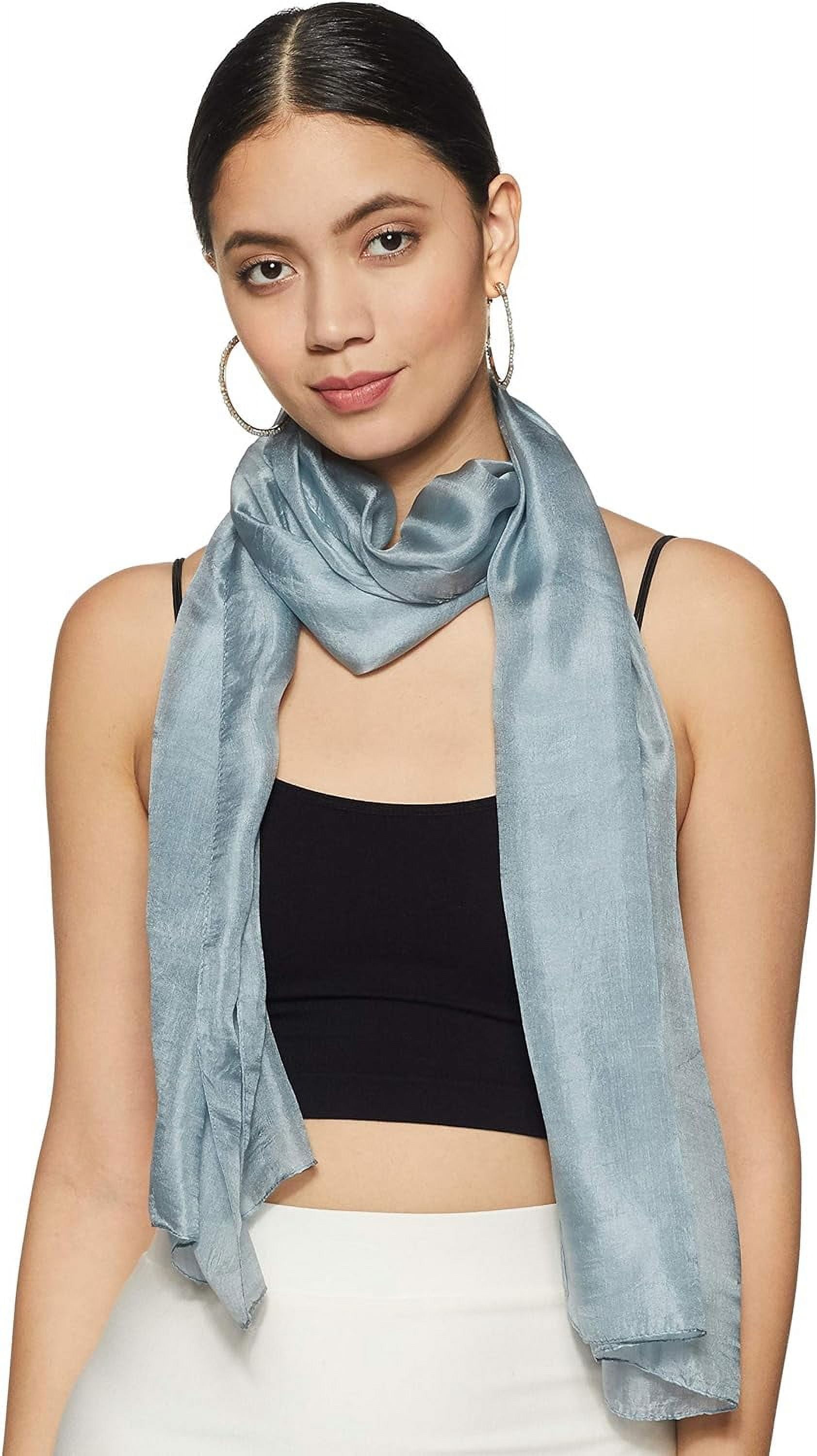 Stylore 100% Silk Scarf Lightweight Sunscreen Shawl Wrap Scarves Grey ...
