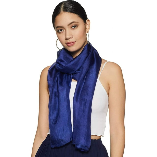 Stylore 100% Silk Scarf Lightweight Sunscreen Shawl Wrap Scarves Navy ...
