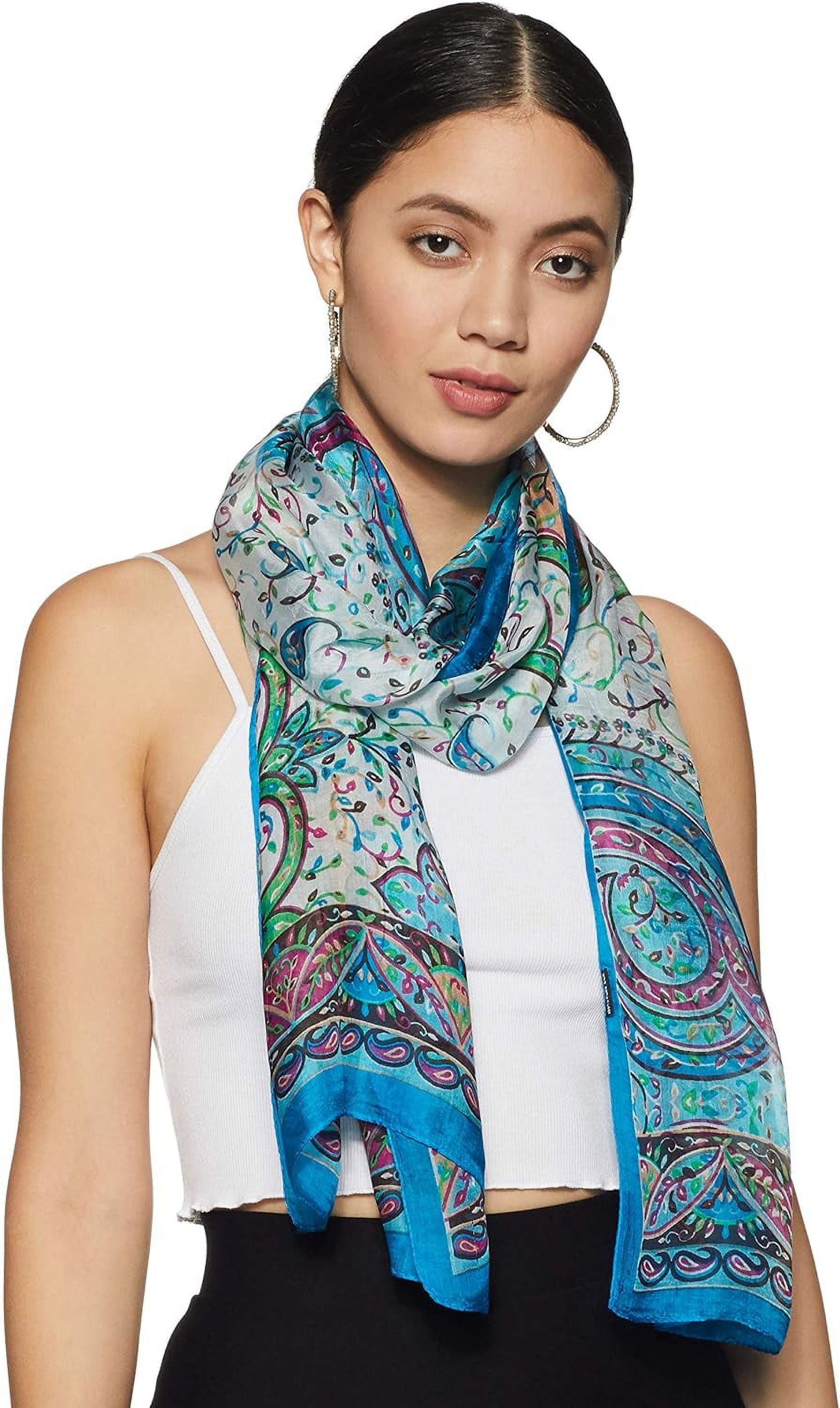 Stylore 100% Silk Scarf Lightweight Sunscreen Wrap Scarves Paisley Dome ...