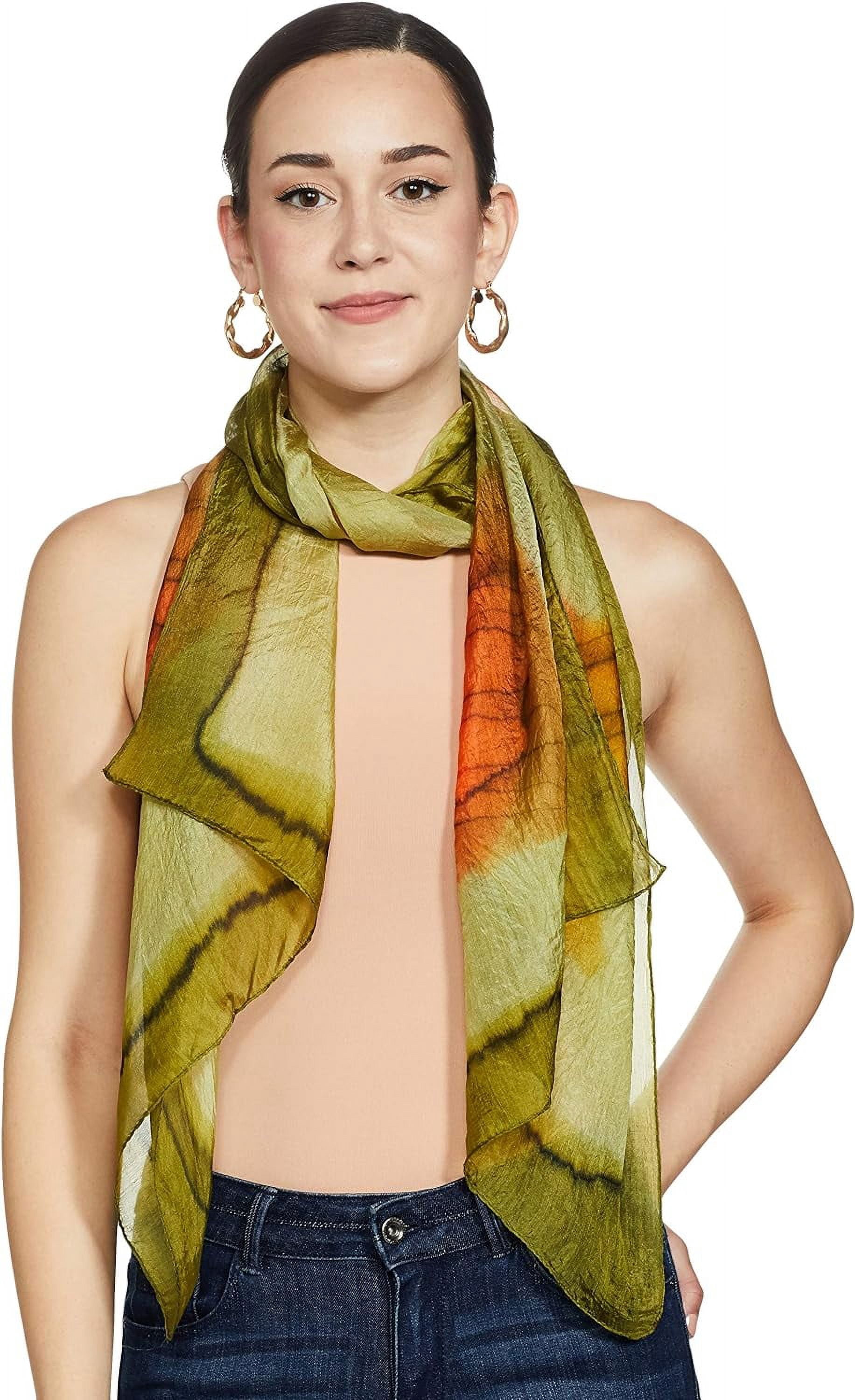 Stylore 100% Silk Scarf Lightweight Sunscreen Wrap Scarves TieDye Dark ...