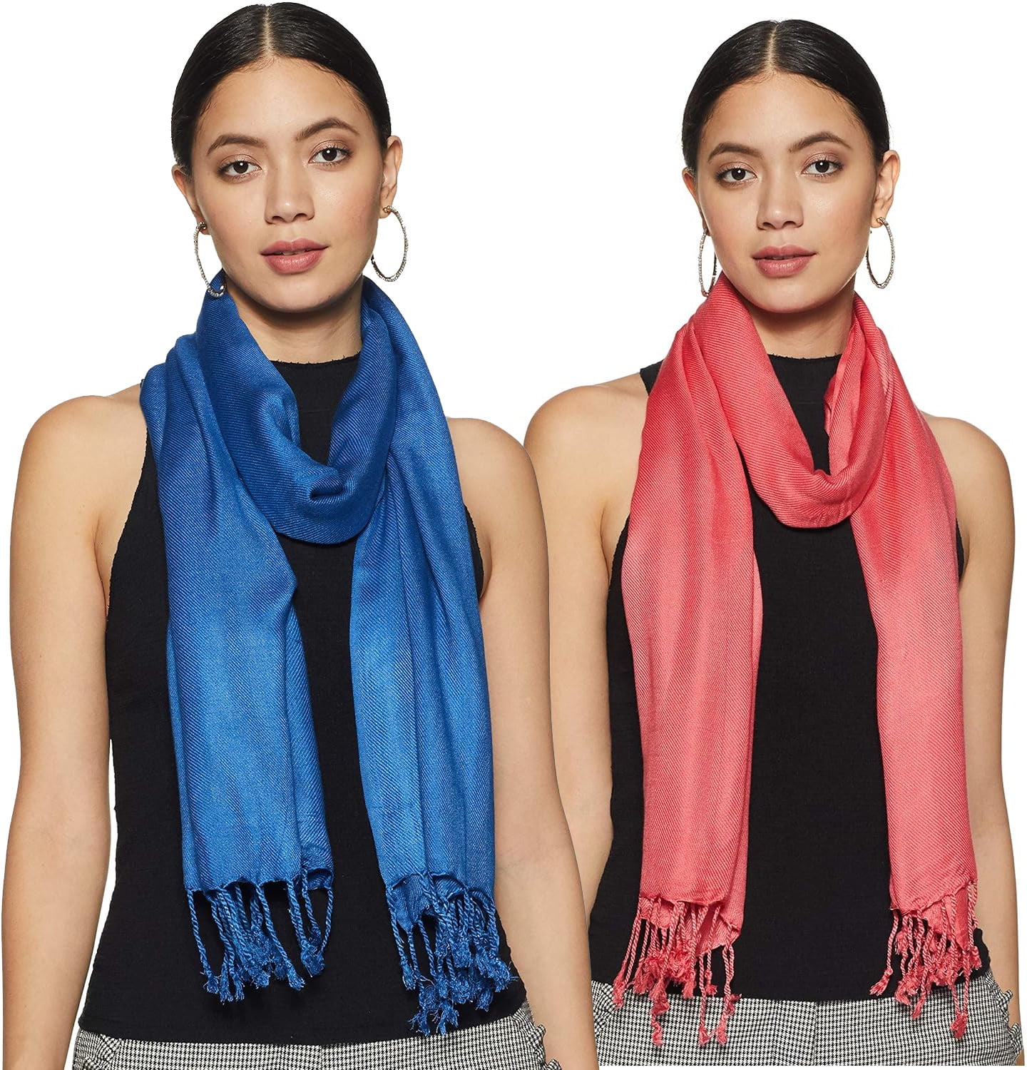 Stylore 2PCS Women Scarf Shawl Any Season Wrap Viscose Royal Blue Coral ...