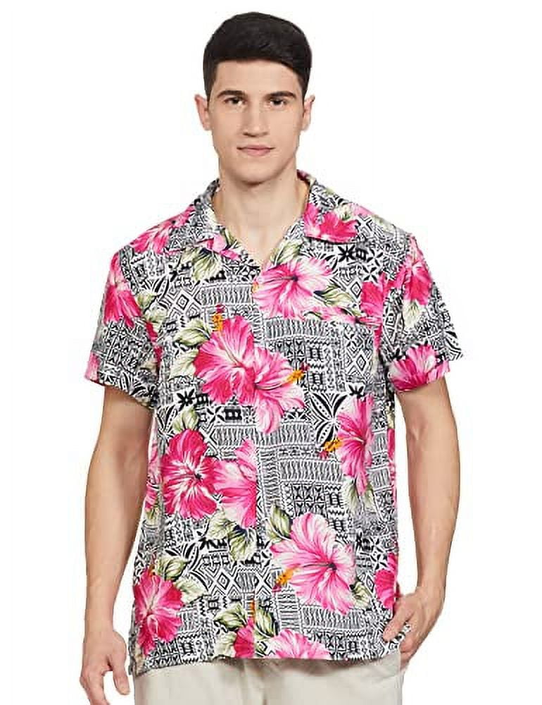 Stylore Mens Hawaiian Shirt Short-Sleeve Luau Mauri Hibiscus Black ...