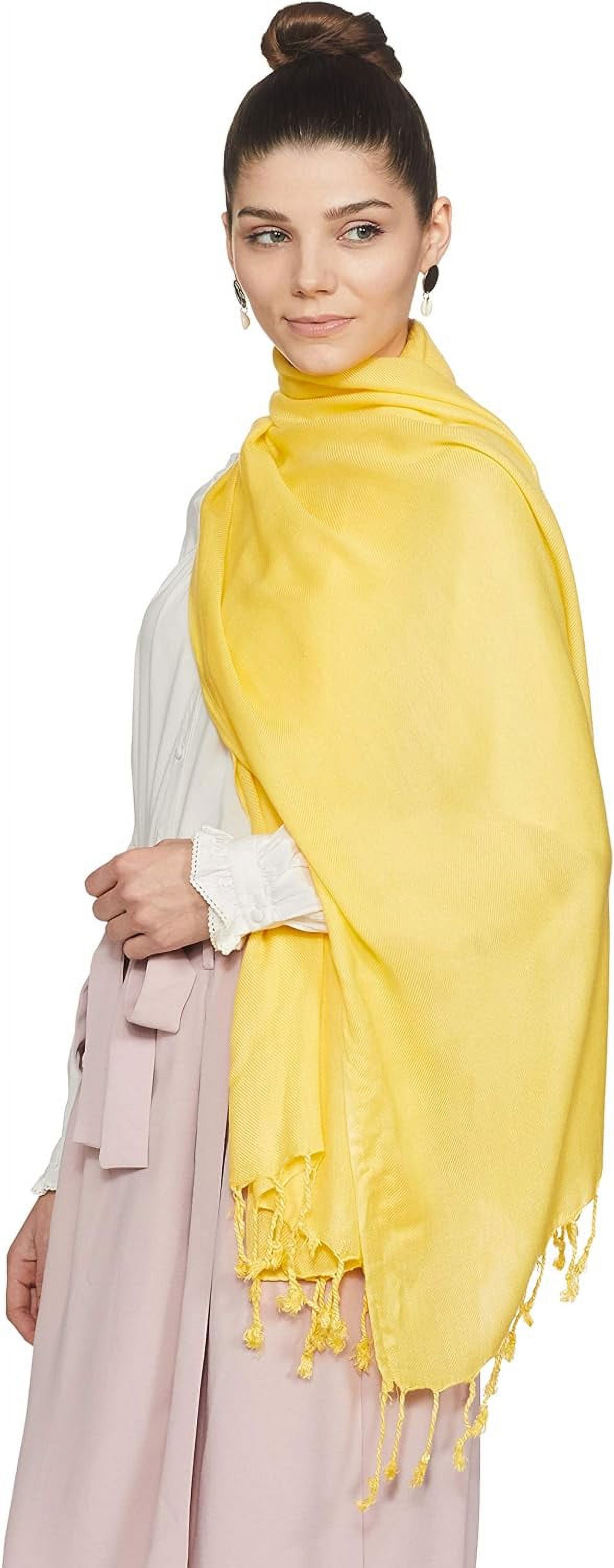 Pom Pom Cotton Scarf 20 x 71 Yellow Scarf - Walmart.com