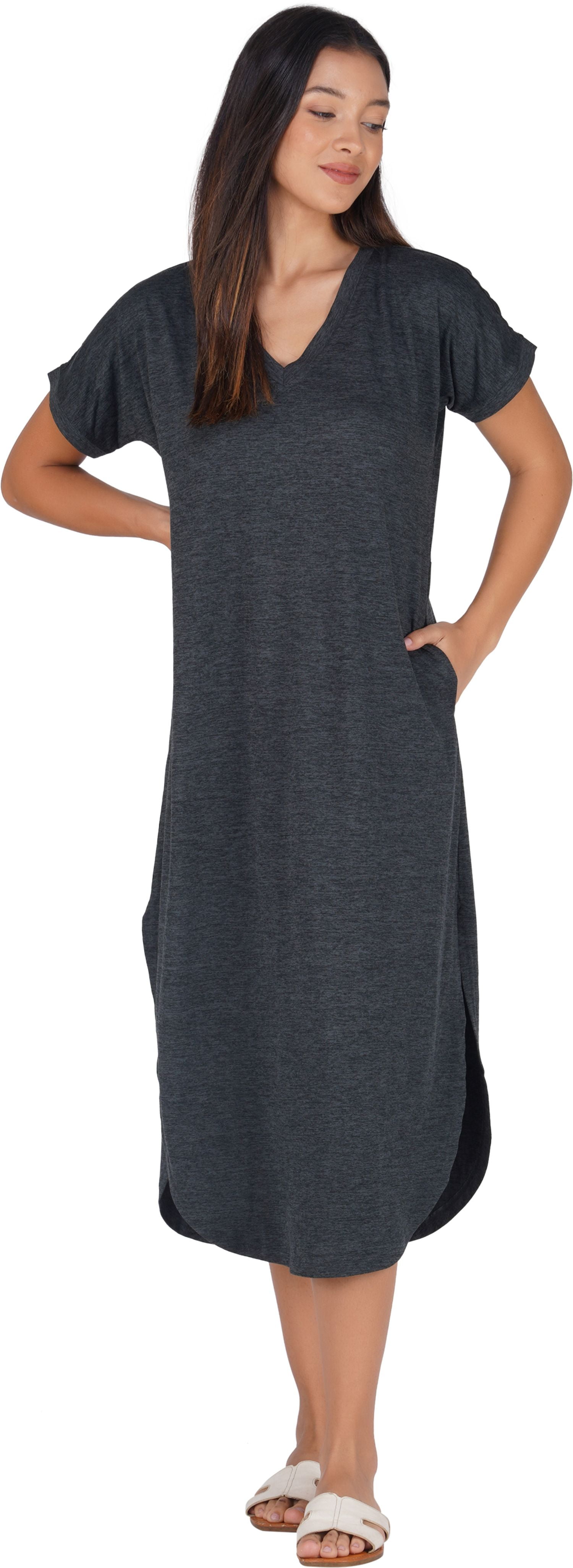 Stylore Women's Nightshirt Short Sleeve Nightgown V-Neck Sleepwear ...