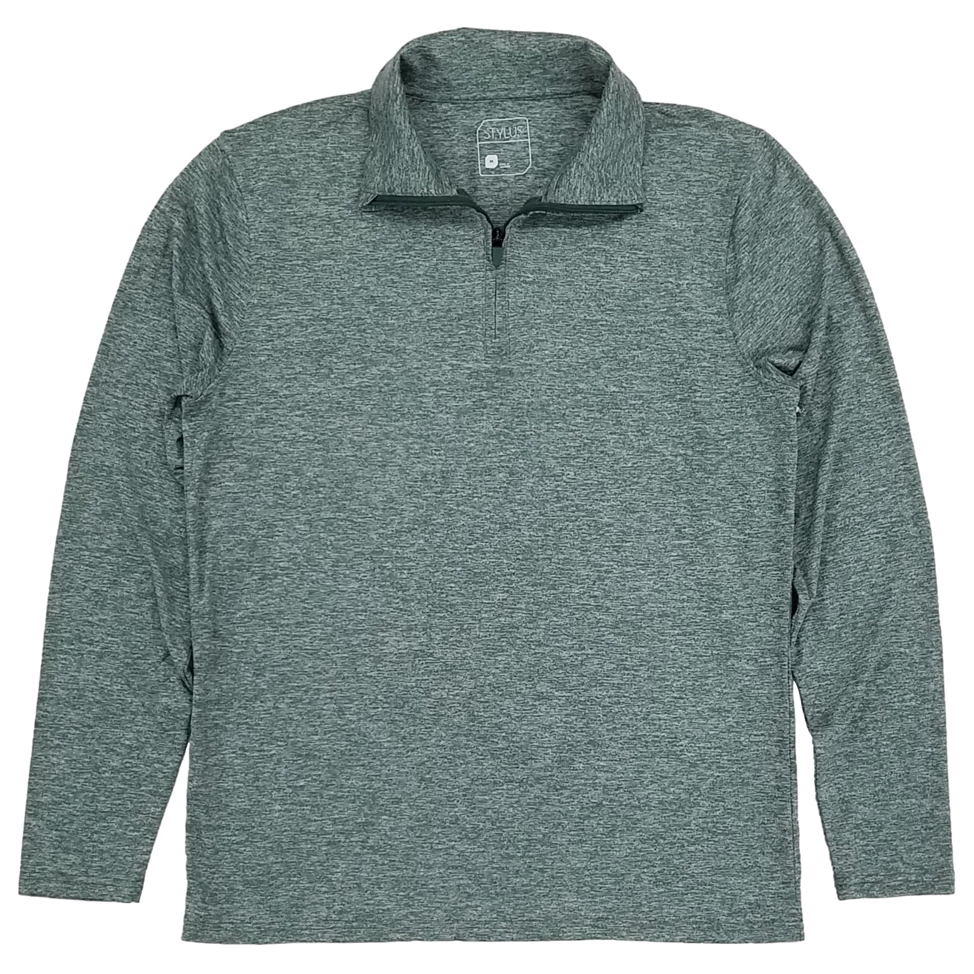 Stylus Mens Green Heather Long Sleeve Performance Quarter Zip Pullover ...