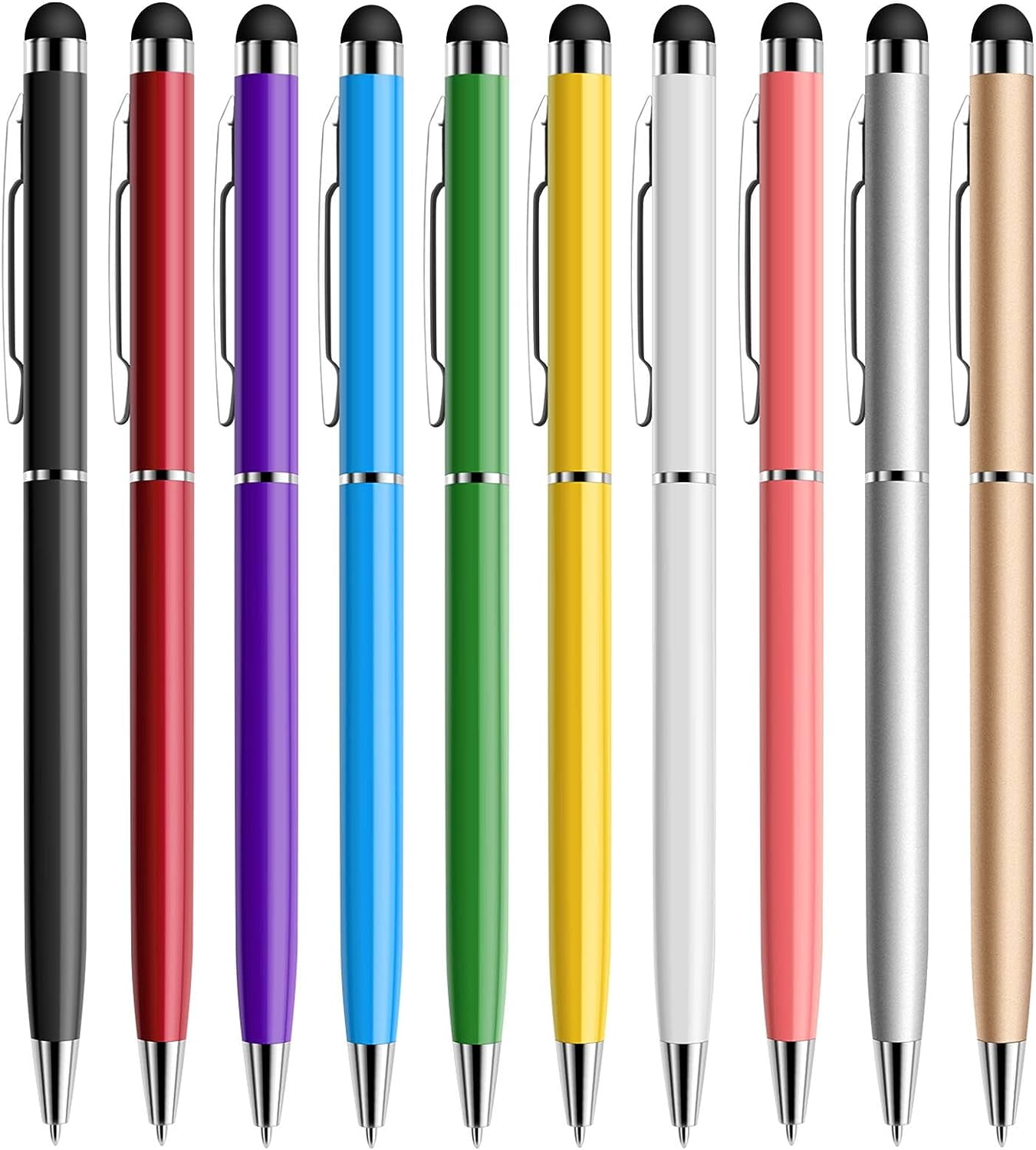 Stylus Pen 10 Pack Universal Capacitive 2 in 1 Retractable Ballpoint ...