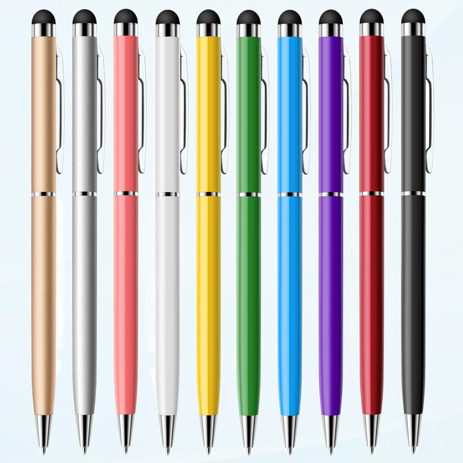Stylus Pen Pack 10 Capacity Universal 2 in 1 Retractable Ballpoint Pen ...