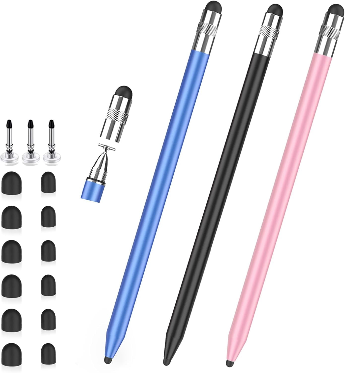 Stylus Pen for Touchscreen, 3-in-1 Rubber Disc Stylus, High Sensitivity ...