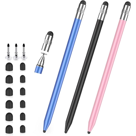 Stylus Pen for Touchscreen, 3-in-1 Rubber Disc Stylus, High Sensitivity ...