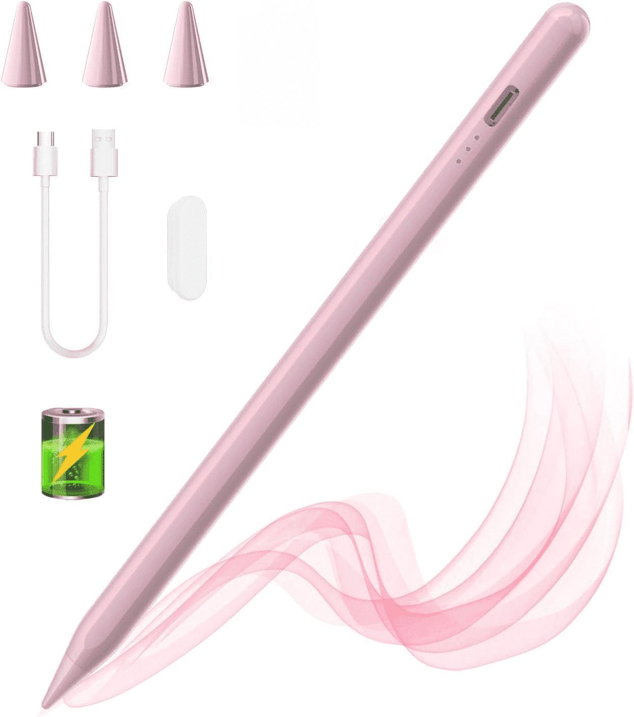 Stylus Pen for iPad, Palm Rejection, Tilt, Magnetic, Pink, Compatible ...