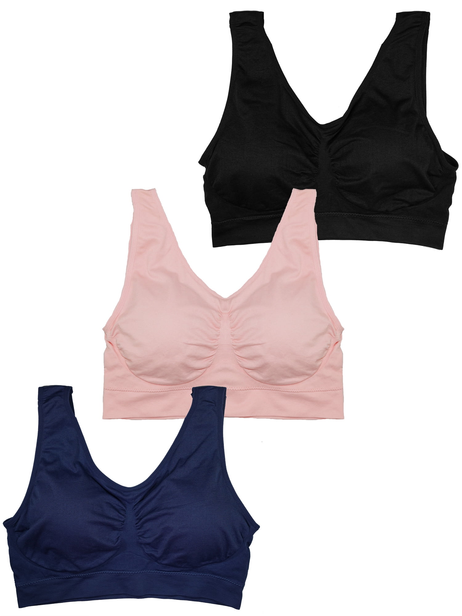 Stylzoo Plus Size Women's 3 Pack Seamless Wire Free Bra with Removable ...