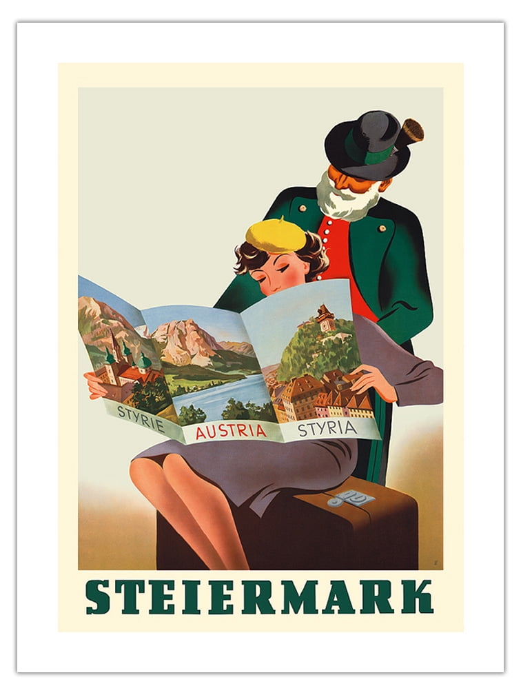 Styria (Steiermark) Austria - Vintage Travel Poster c.1953 - Fine Art ...