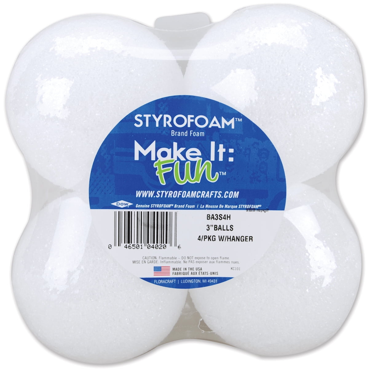 Styrofoam Balls 4/Pkg-3"" - Walmart.com