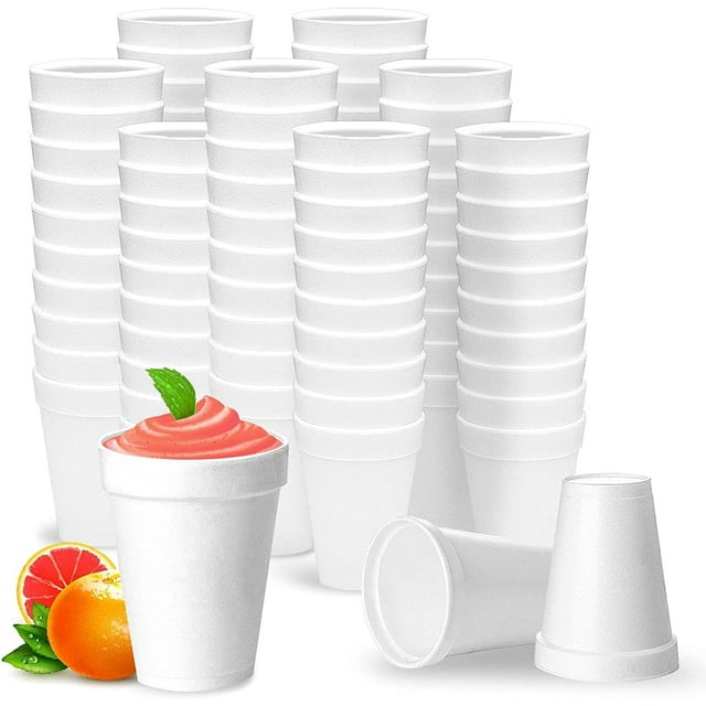 100 Count 12 Oz Styrofoam Cups, Bulk Disposable Liquid Cups for Hot and ...