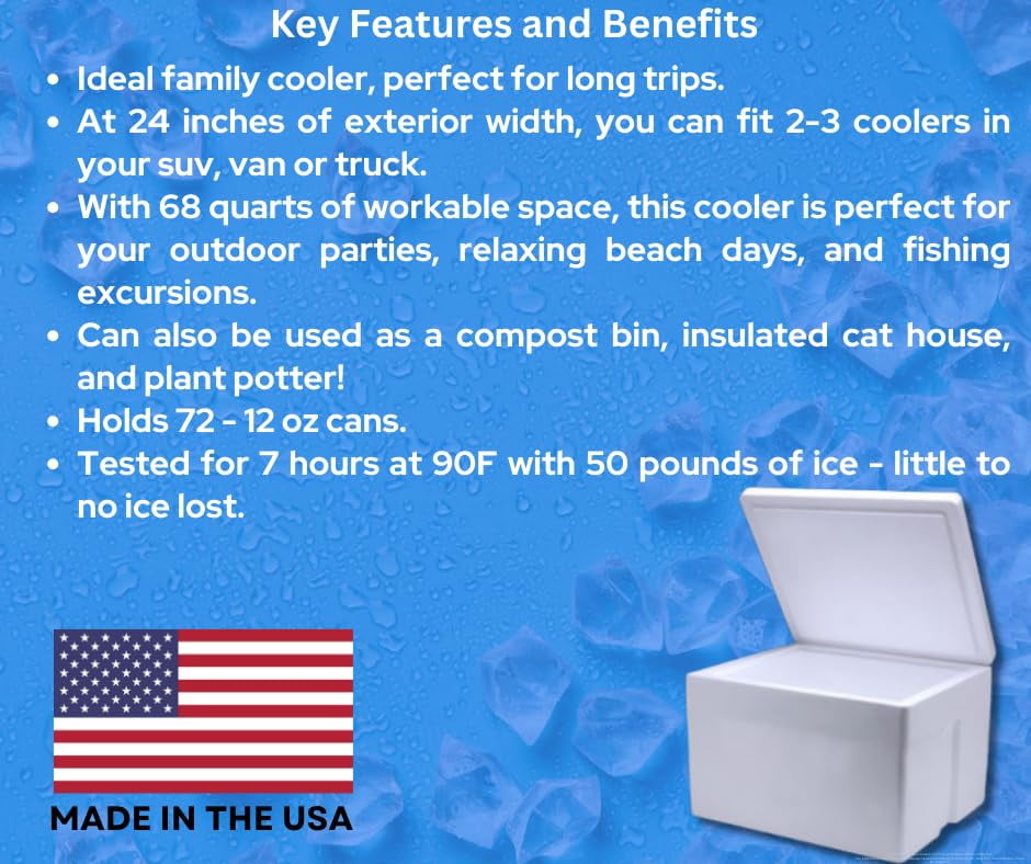 Styrofoam Ice Chest, Insulated Cooler, 68 qt - Walmart.com