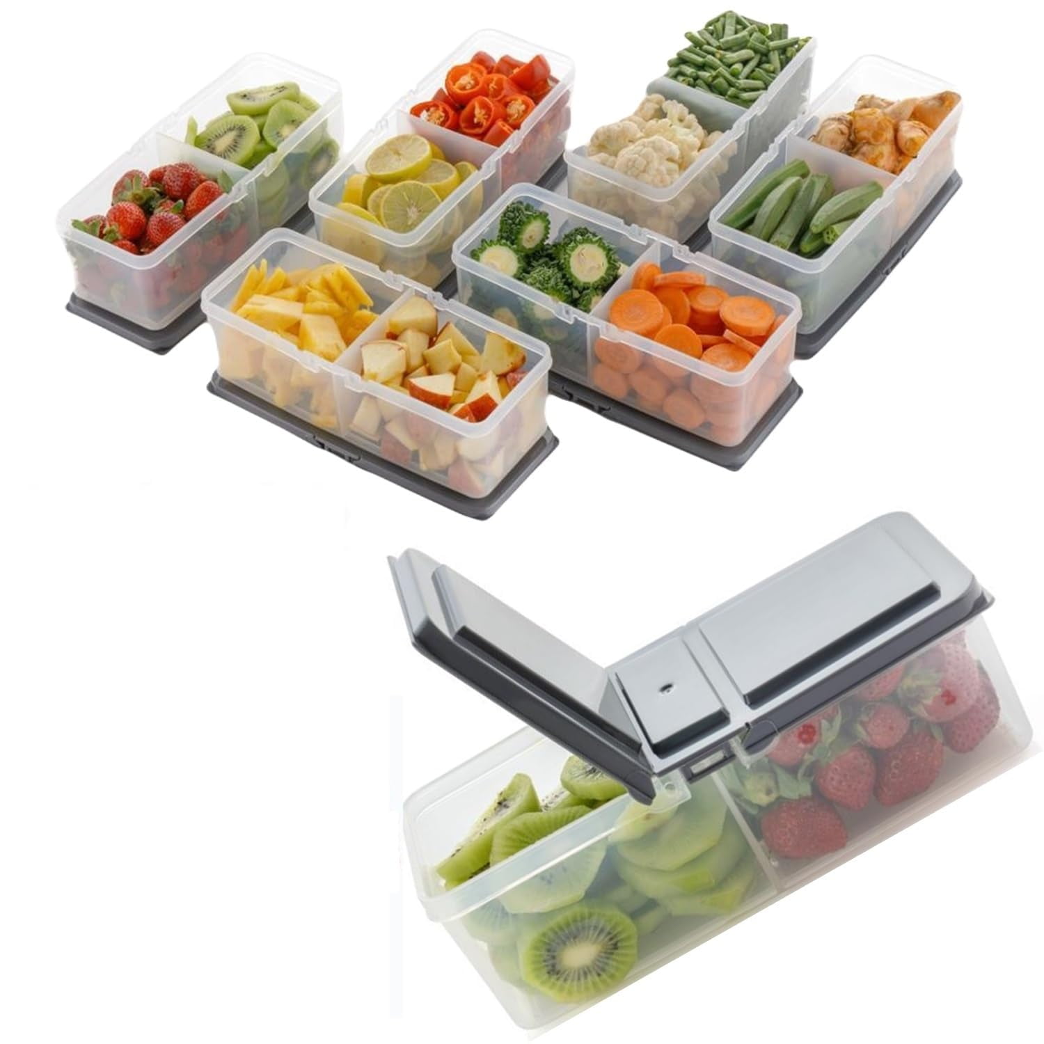 Stysol 2 Partition Fridge Storage Boxes Pack Of 3 Fridge Organizer ...