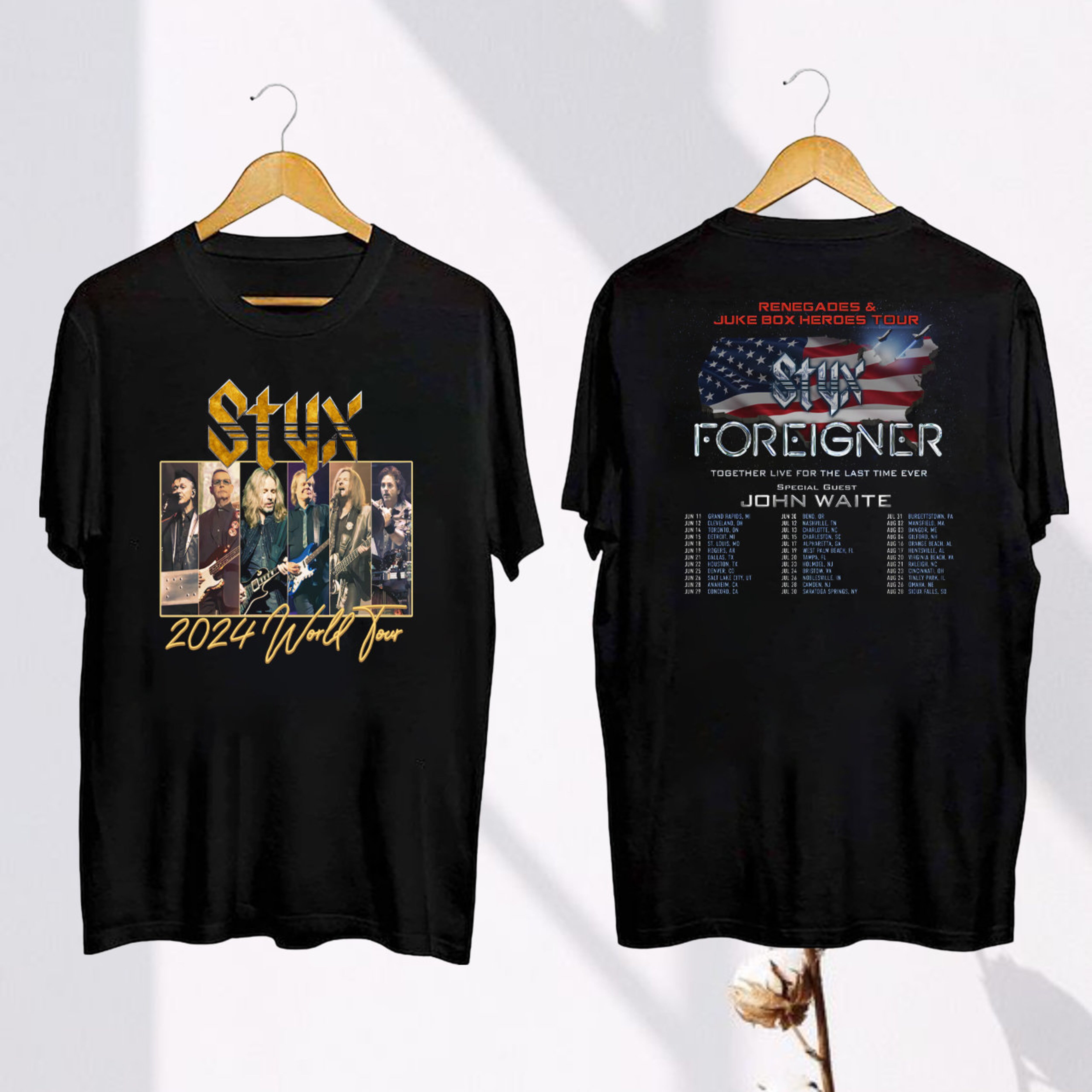 Styx Band Tour 2024 Shirt, 2024 Styx And Foreigner Band Tour Shirt ...