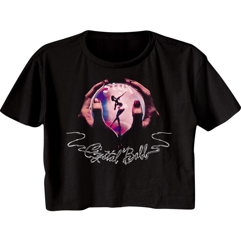 Styx Crystal Ball Black Women's Festival Cali Crop T-Shirt 2Xl ...